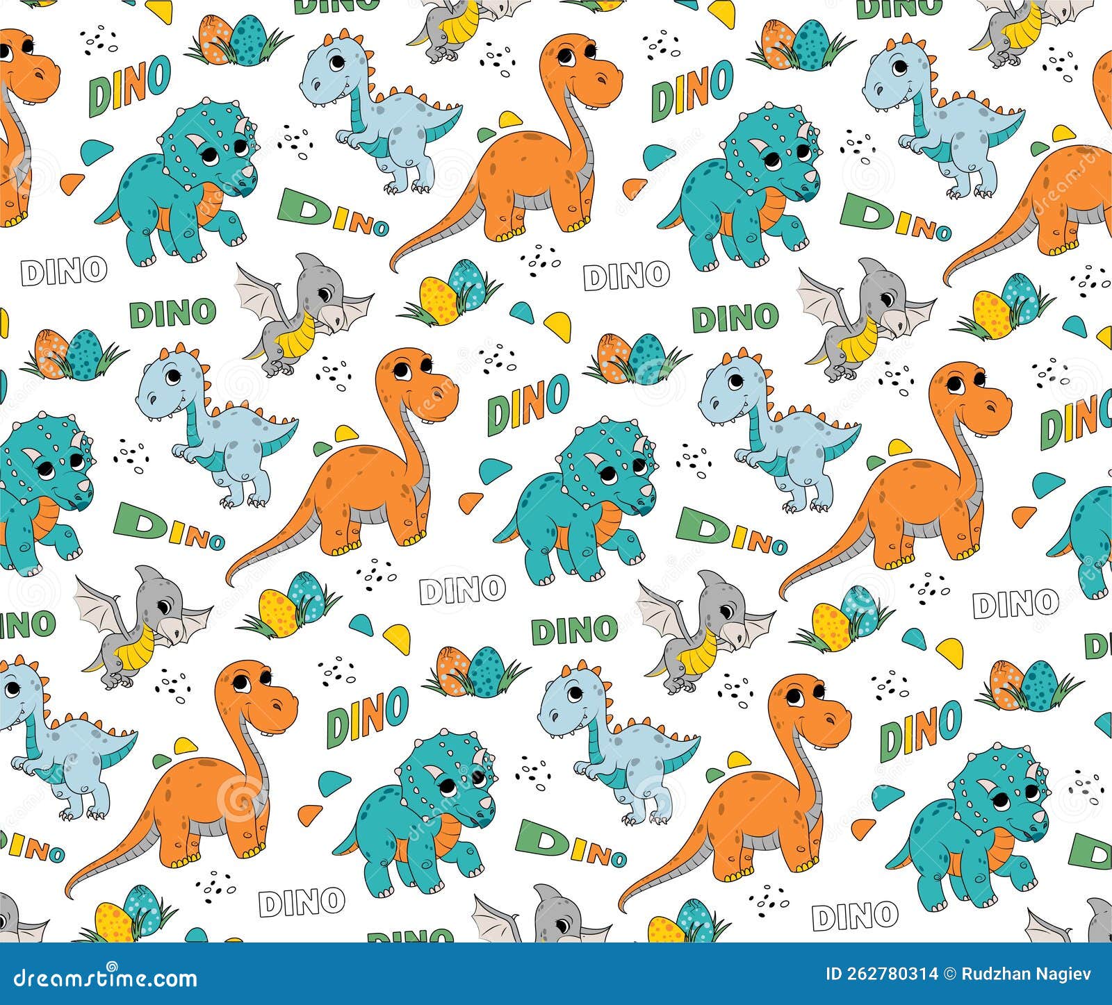 Seamless Pattern with Dinosaurs Stock Vector - Illustration of drawing ...