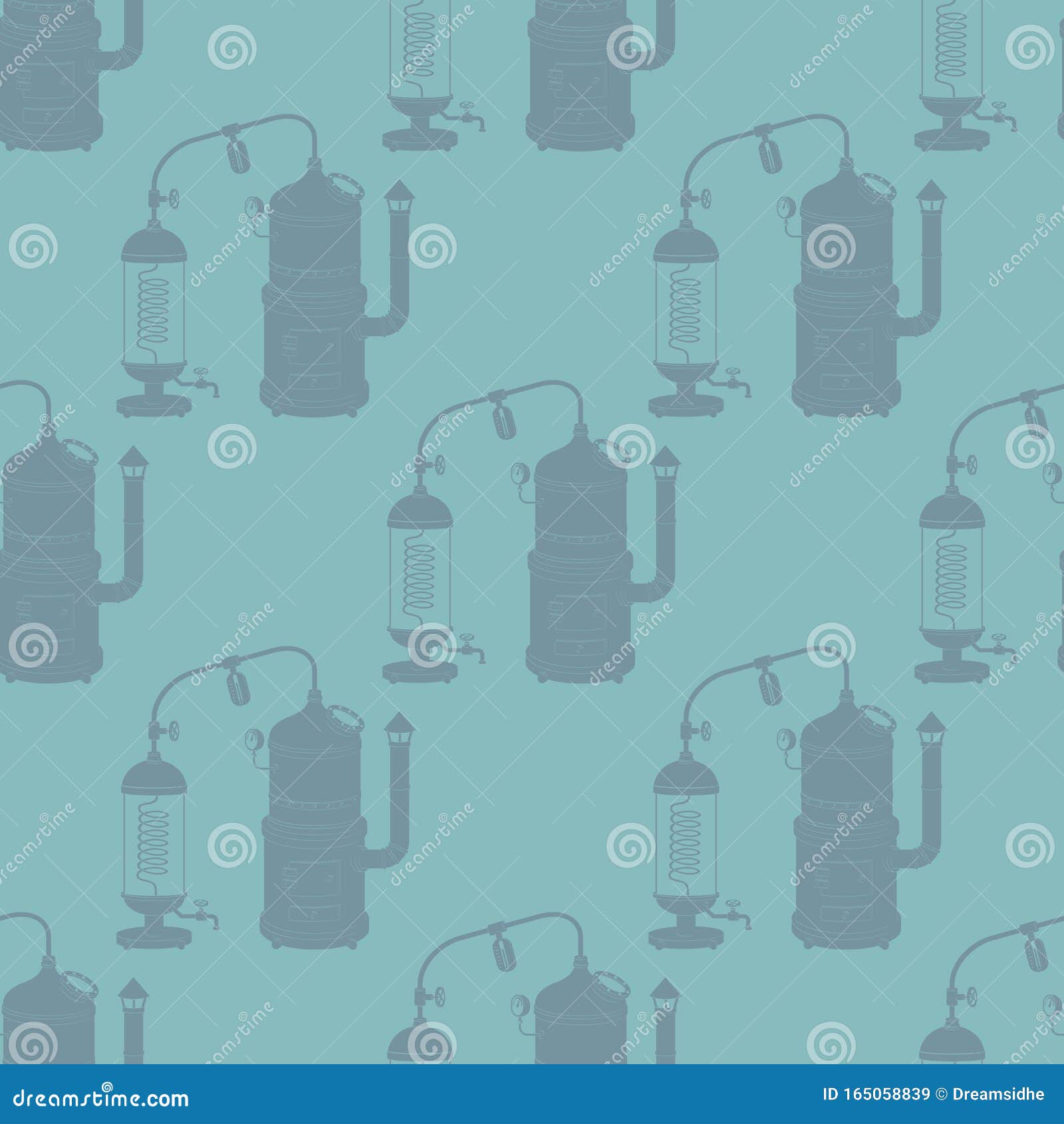 Seamless Pattern With Distillation Apparatus Cartoon Vector ...