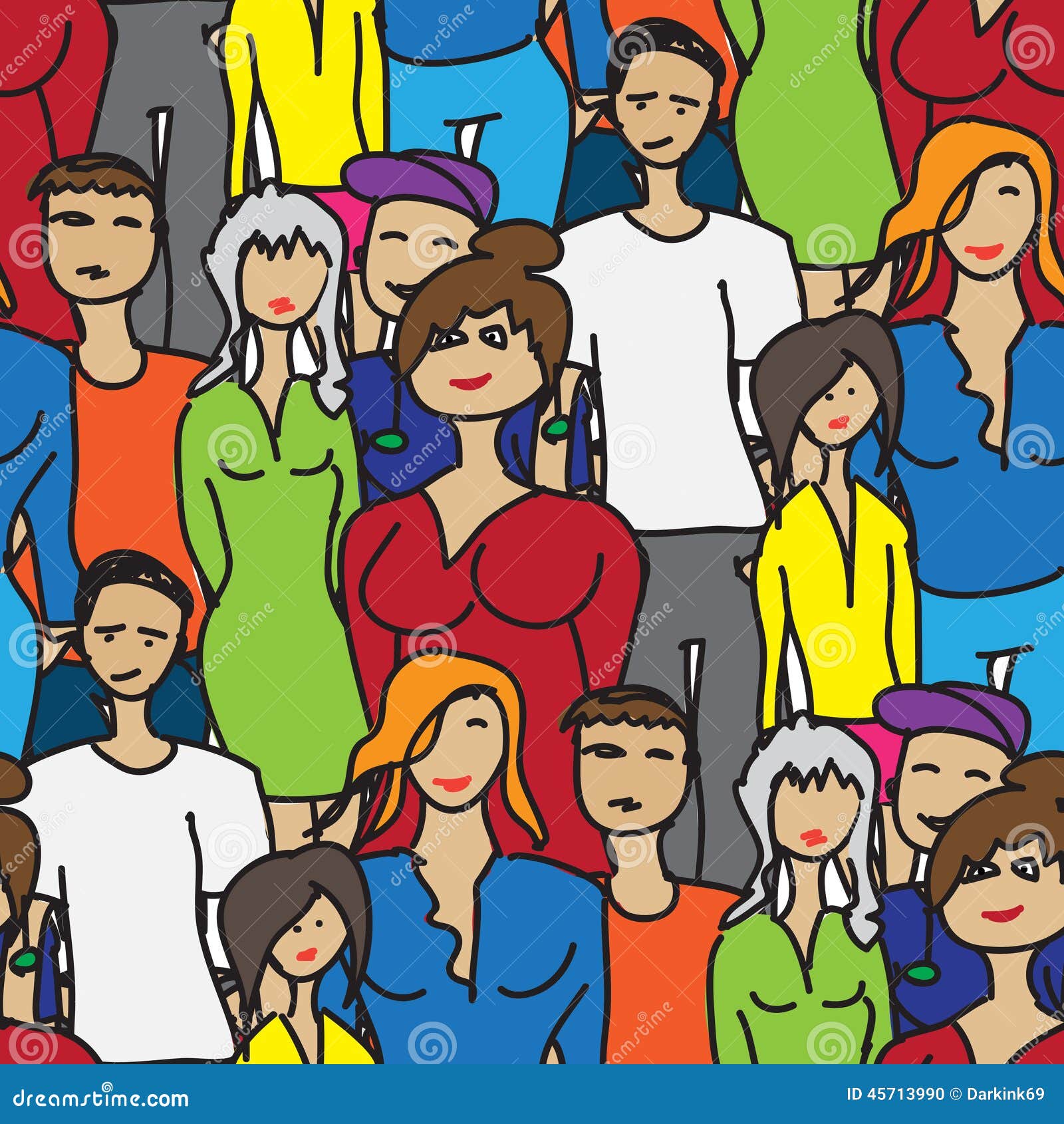 Seamless Pattern Distinctive Characters of People Stock Illustration ...