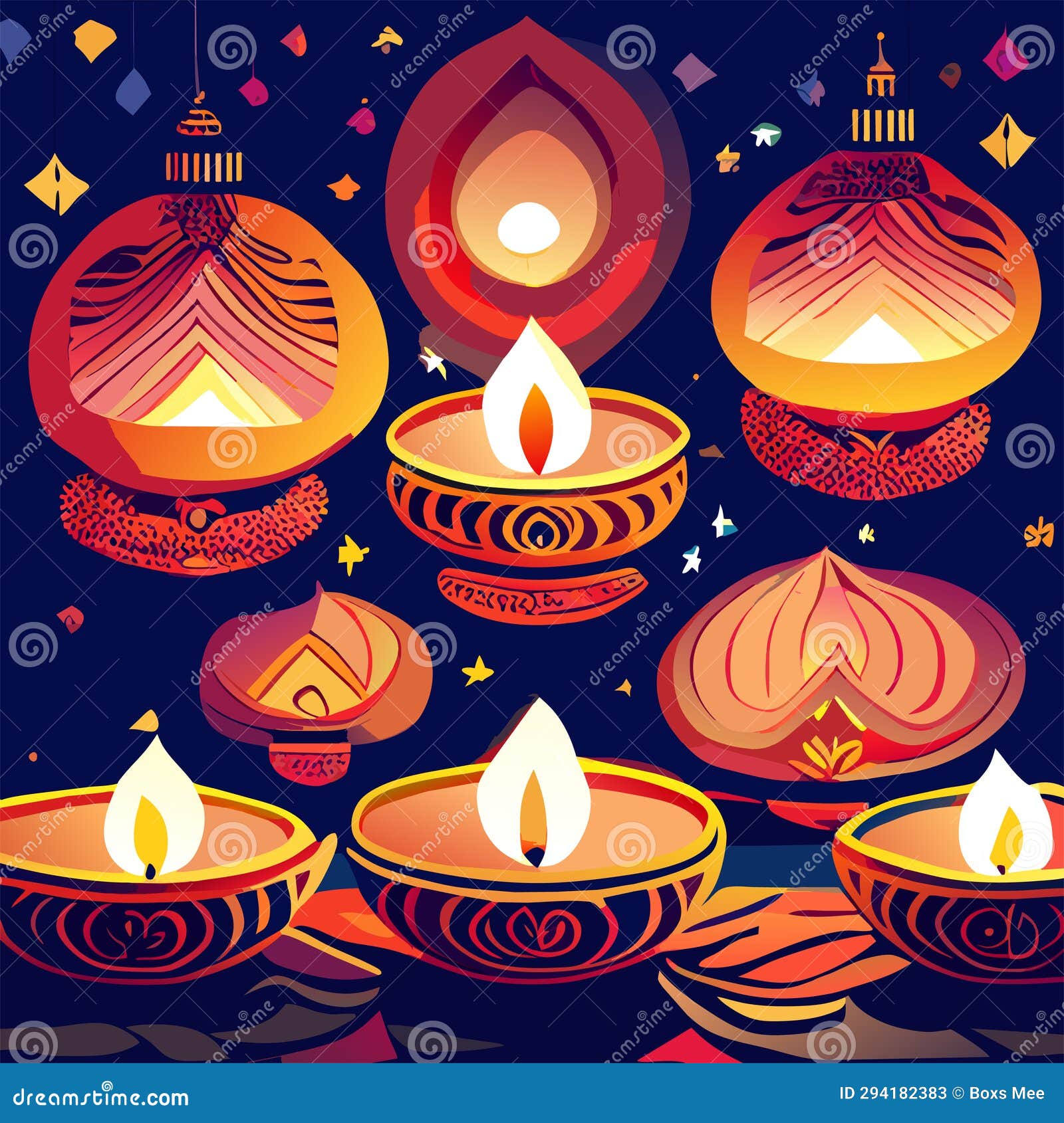 Seamless Pattern with Diwali Diya. Vector Generative AI Stock Vector ...