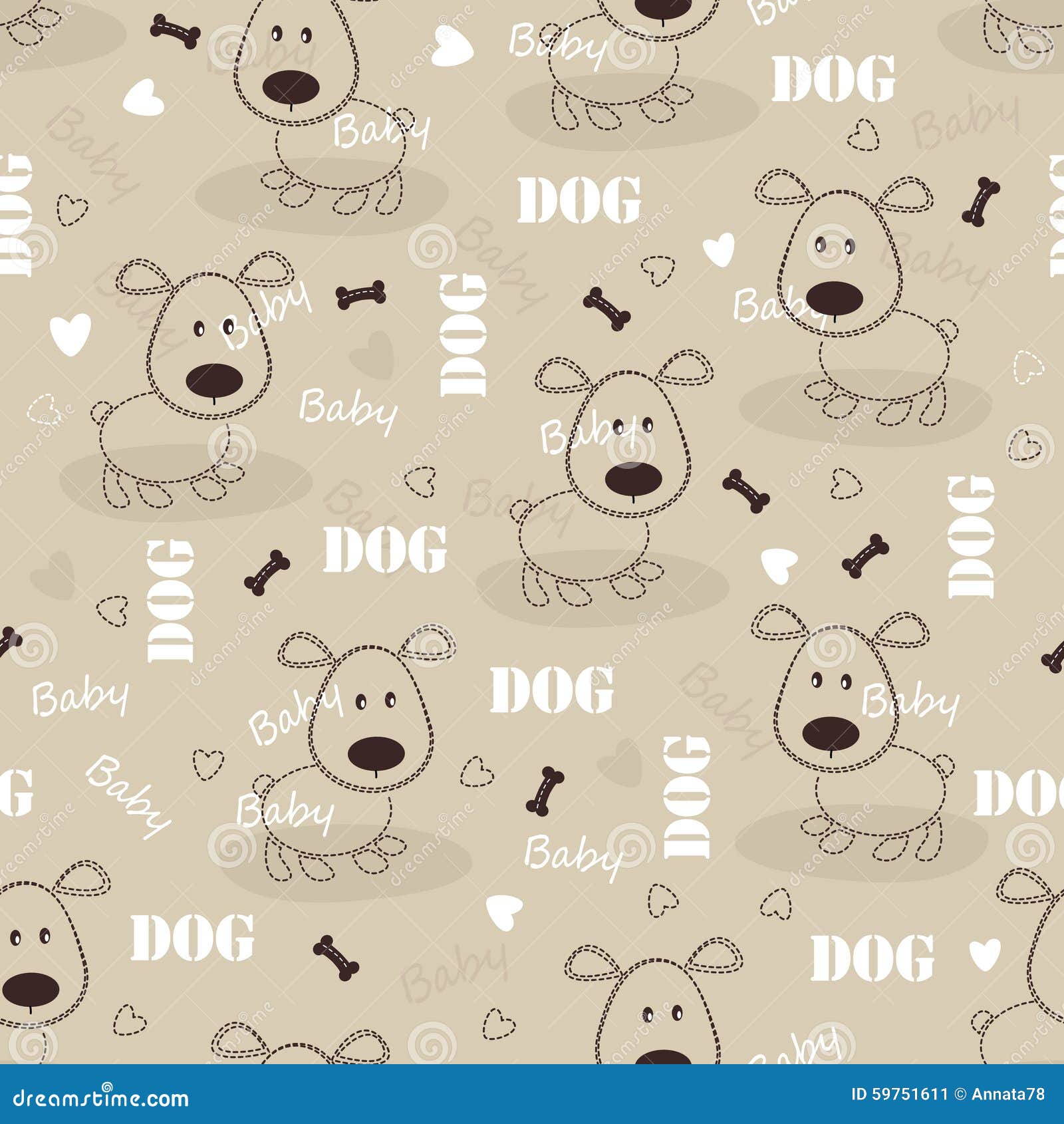 Seamless pattern with dog stock vector. Illustration of abstract - 59751611