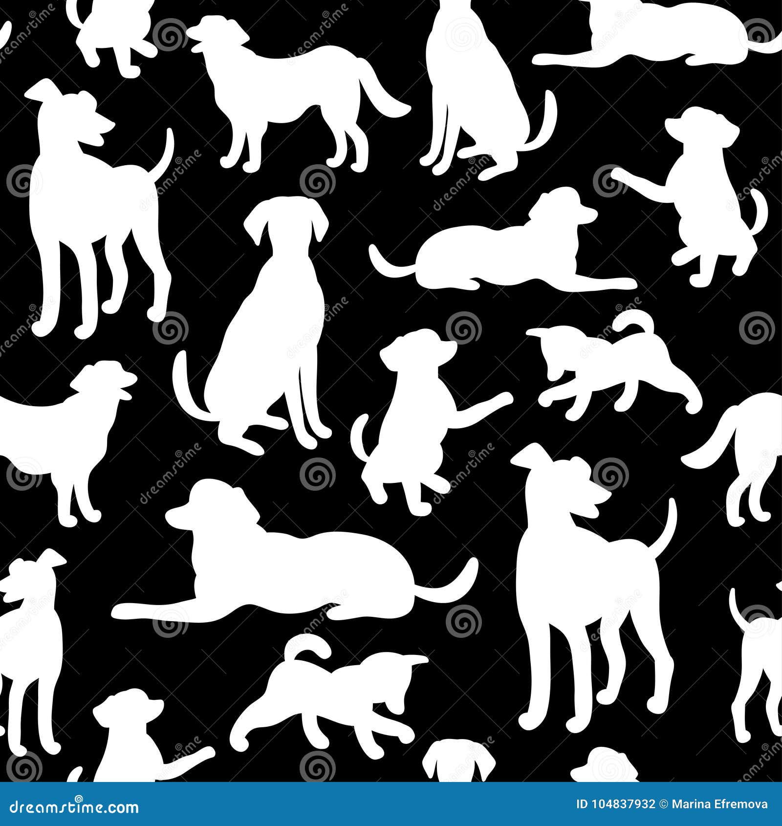 Seamless Pattern with Dog Silhouettes. Stock Vector - Illustration of ...