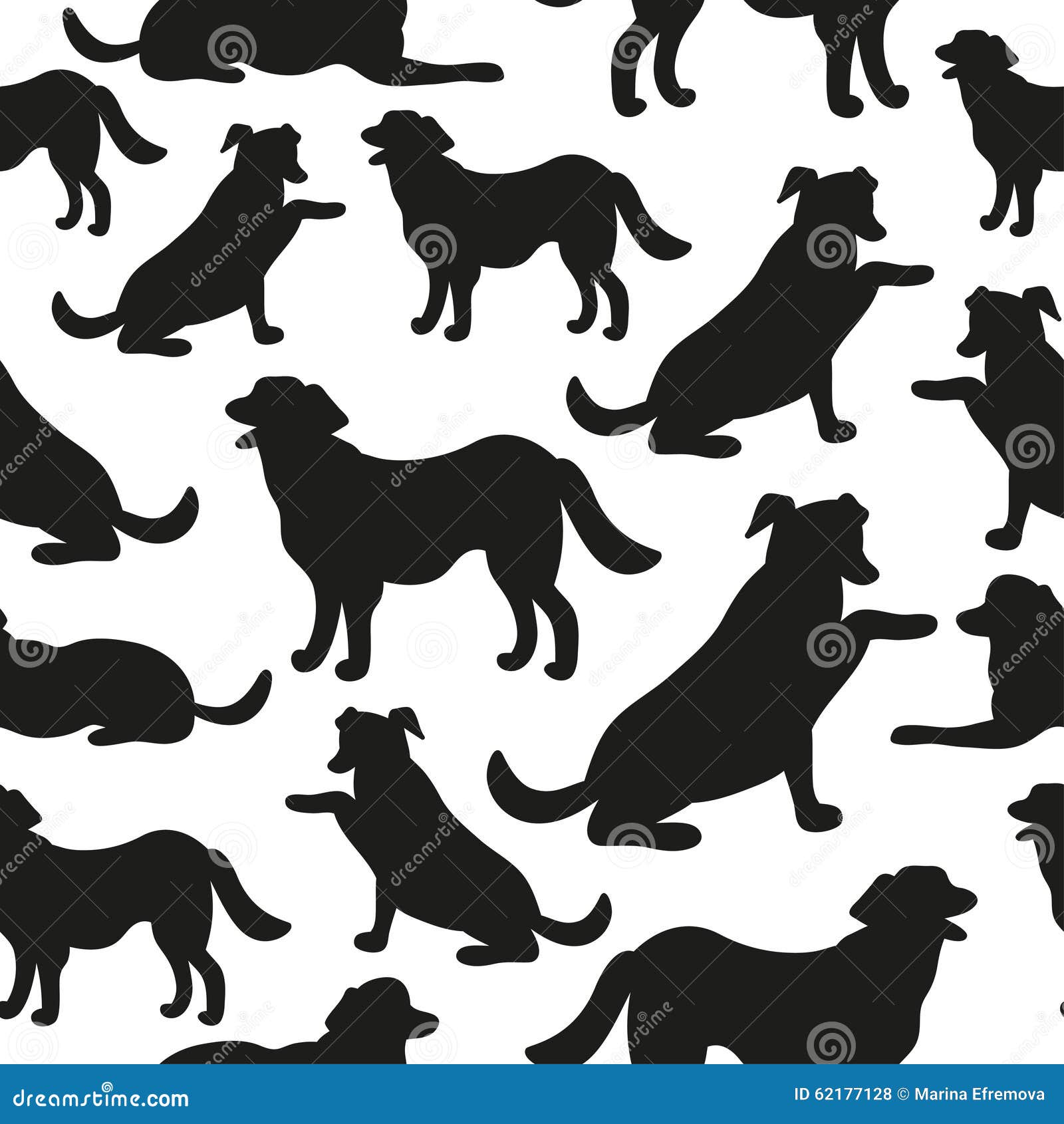 Seamless Pattern with Dog Silhouettes. Stock Vector - Illustration of ...