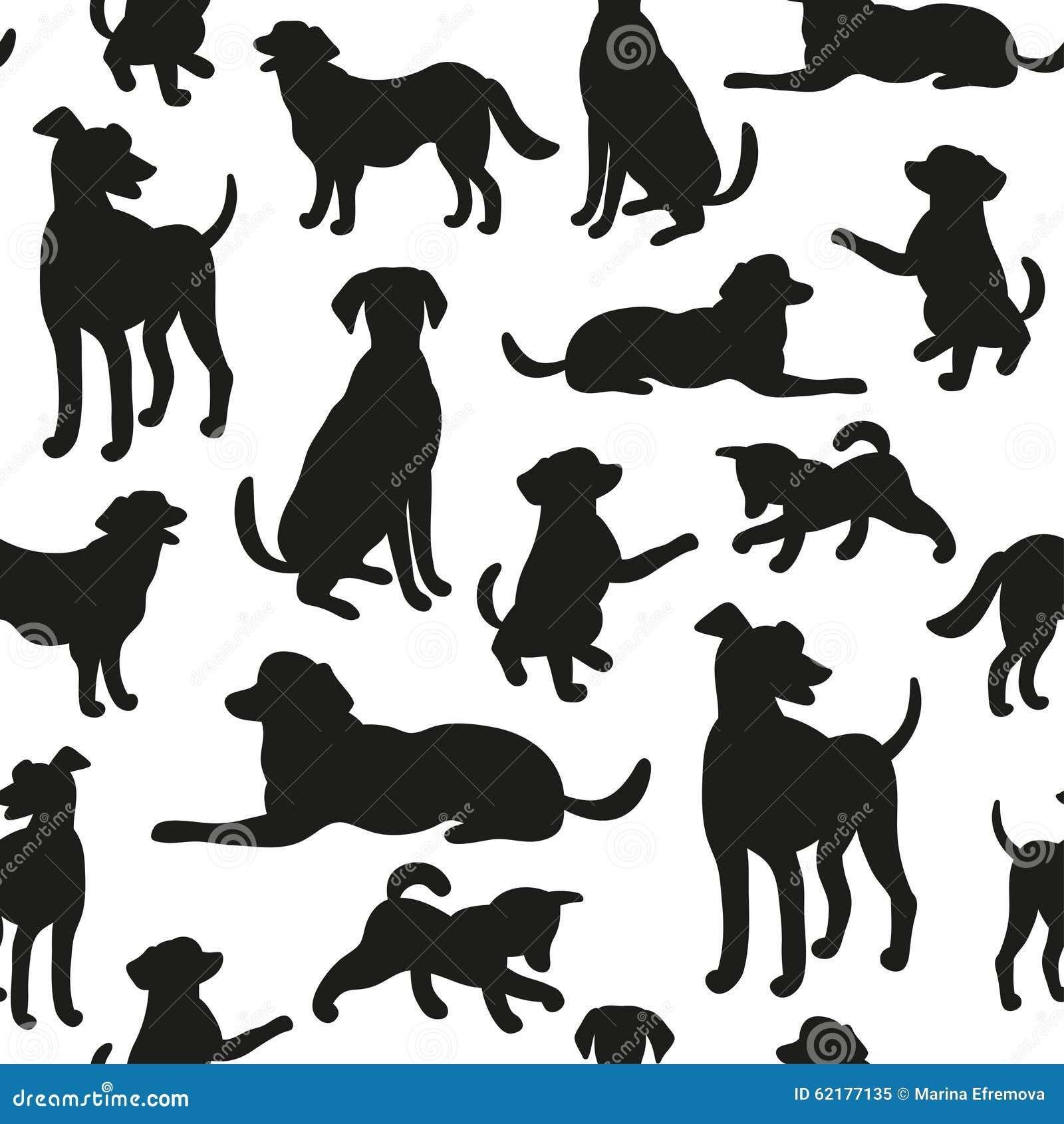 Seamless Pattern with Dog Silhouettes. Stock Vector - Illustration of ...
