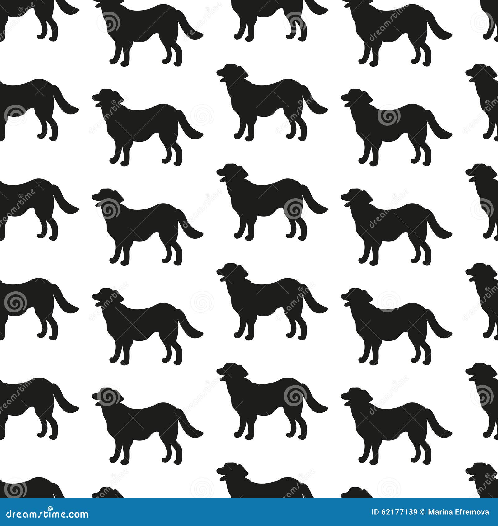 Seamless Pattern with Dog Silhouettes. Stock Vector - Illustration of ...
