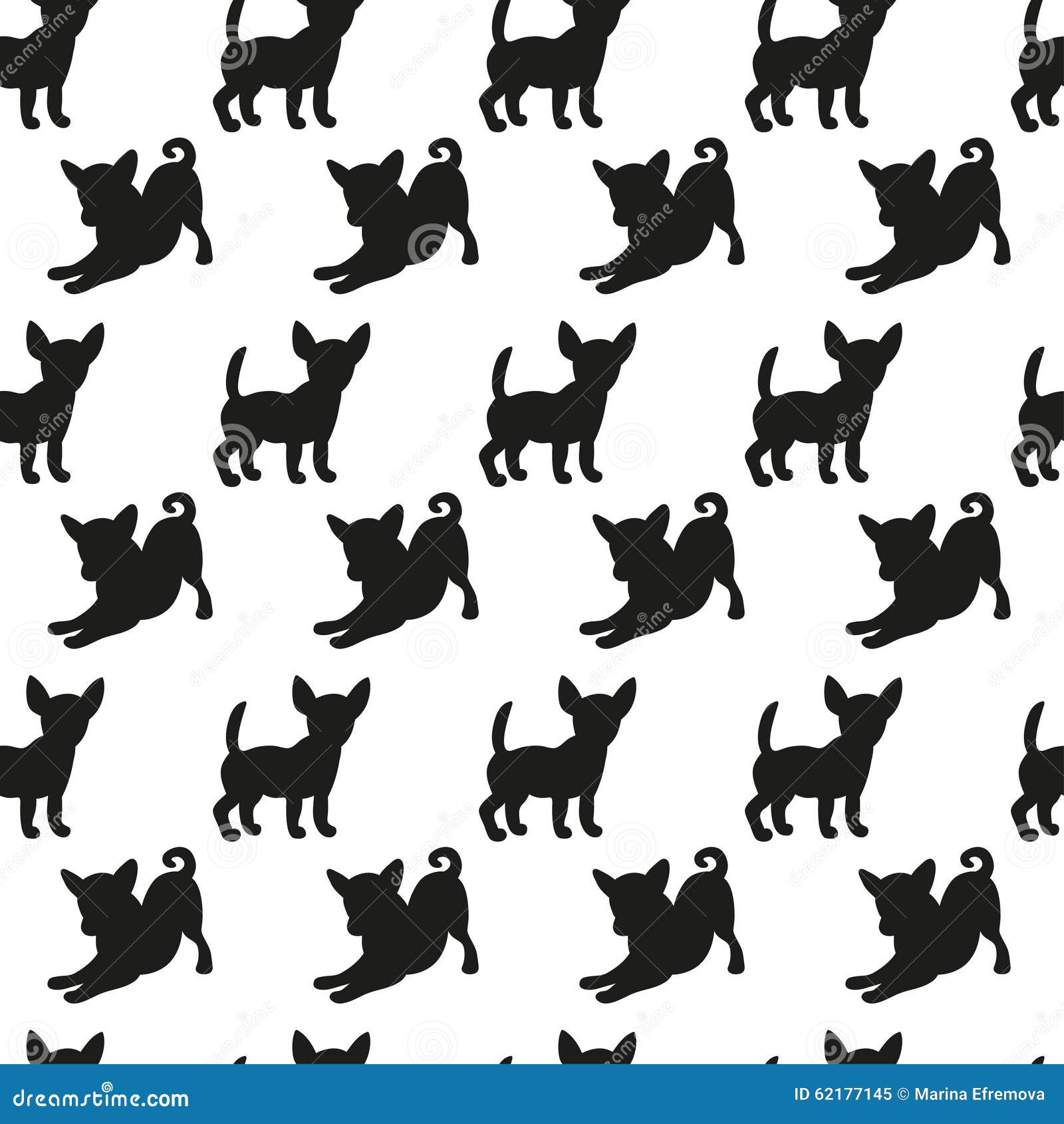 Seamless Pattern with Dog Silhouettes. Stock Vector - Illustration of ...