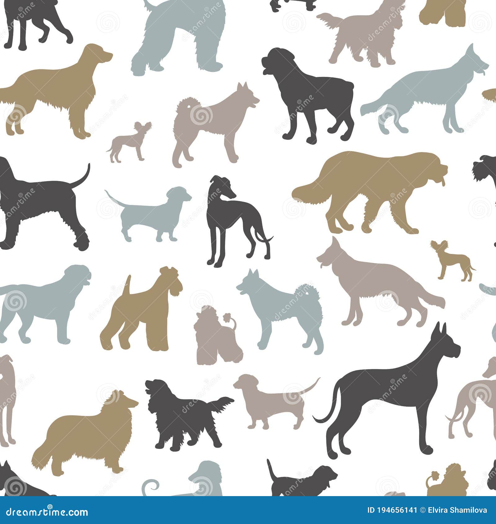 Seamless Pattern with Dog Silhouettes Stock Vector - Illustration of ...