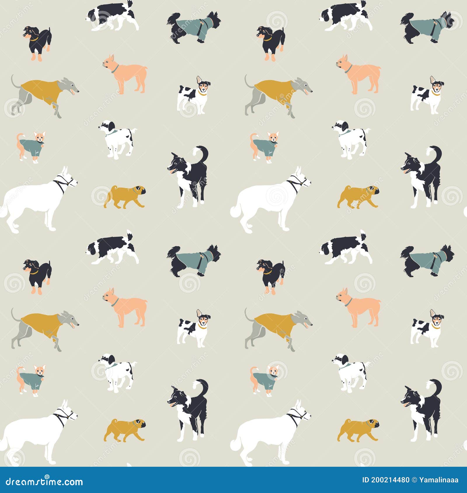 Seamless Pattern. Dogs of Different Breeds Stock Vector - Illustration ...