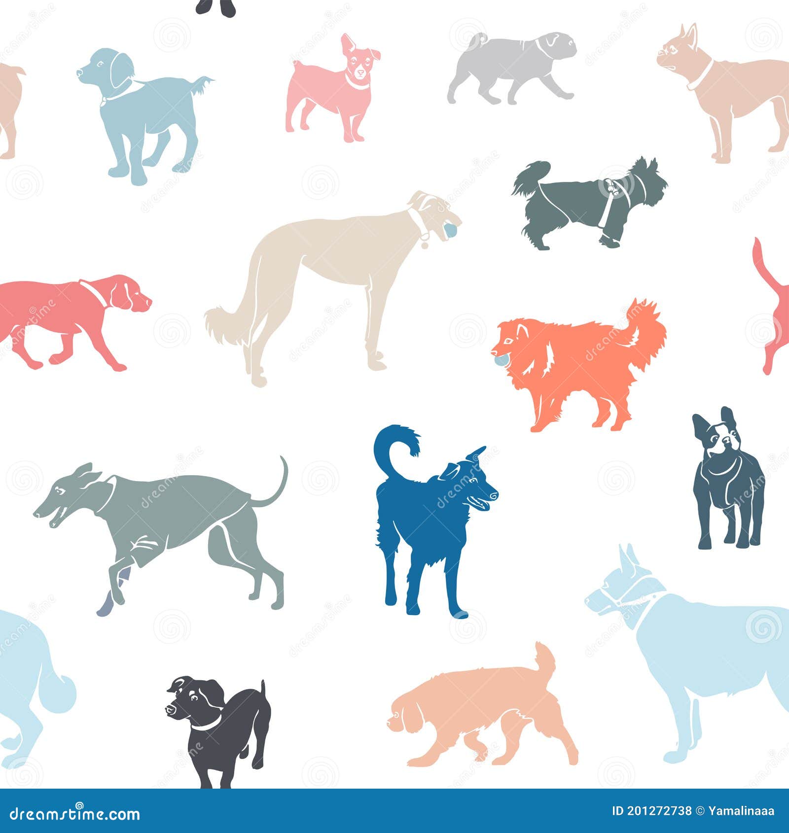 Seamless Pattern. Dogs of Different Breeds Stock Vector - Illustration ...