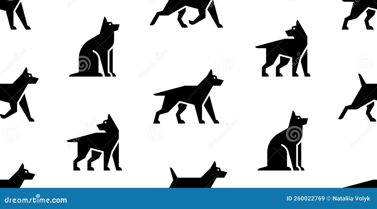 Seamless pattern with Dogs stock vector. Illustration of silhouette ...