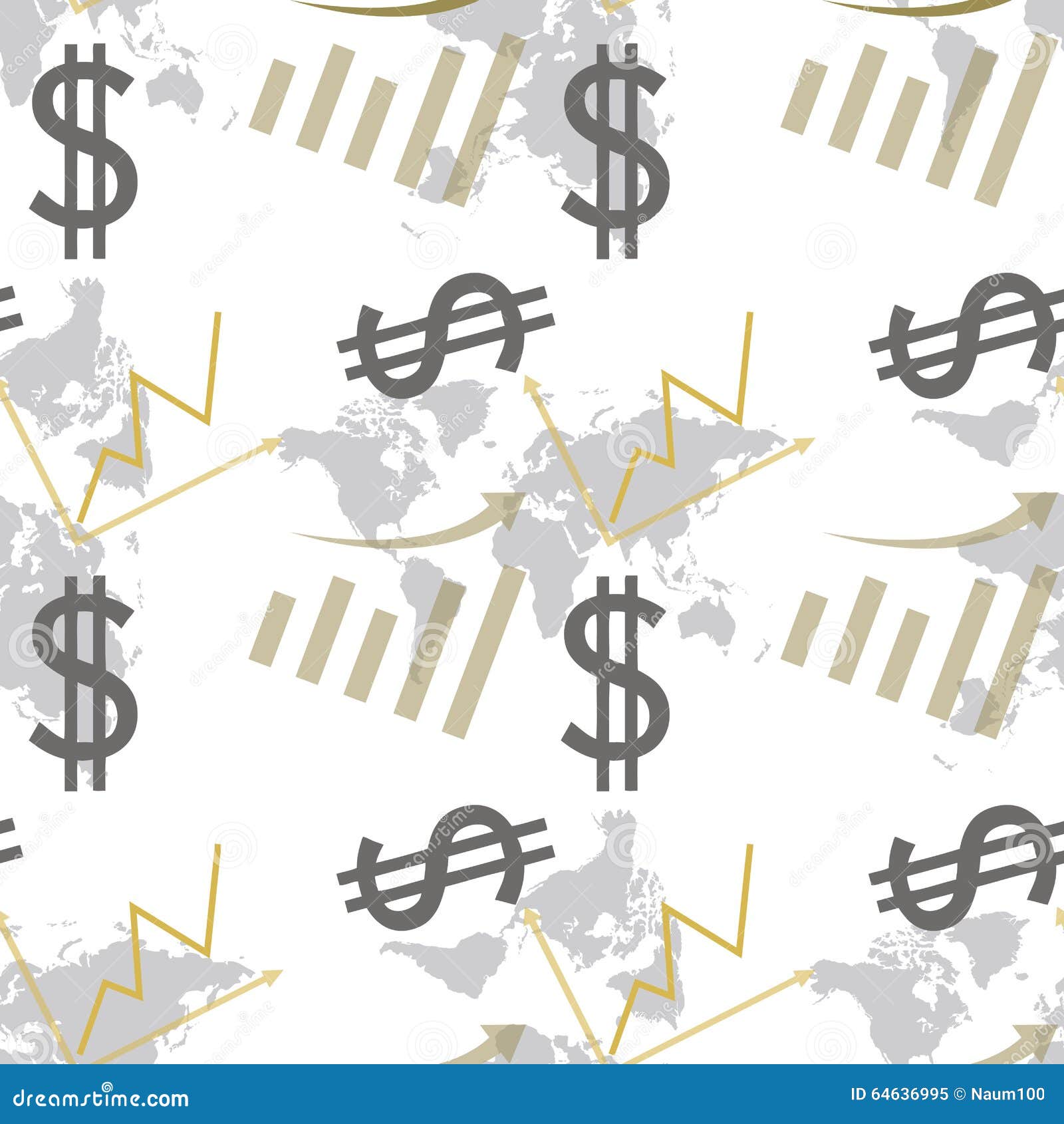 Seamless Pattern Dollar and Chart . Stock Vector - Illustration of ...