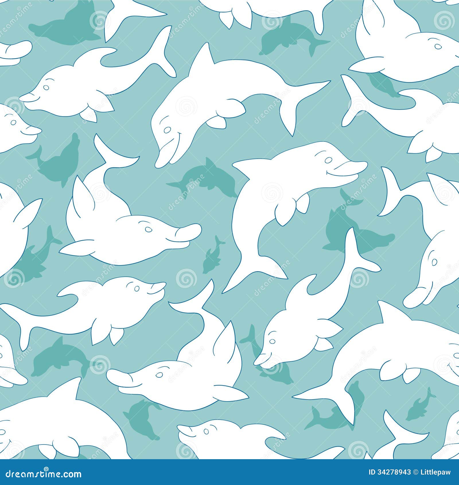 Seamless Pattern with Dolphins Stock Vector - Illustration of ocean ...