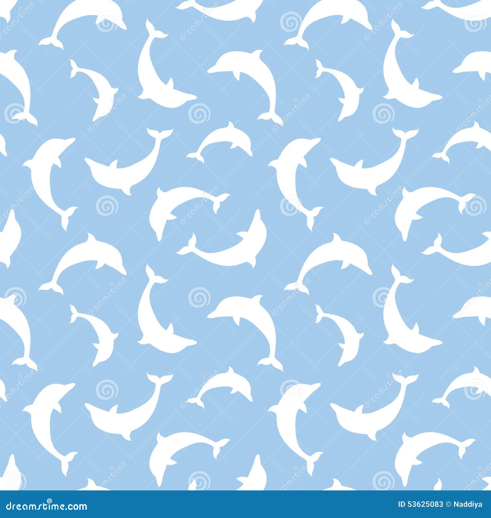 Seamless Pattern with Dolphins. Vector Illustration. Stock Vector - Illustration of silhouette ...