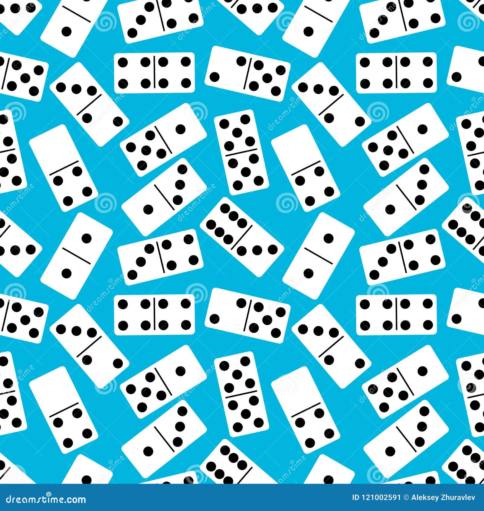 Seamless Pattern with Domino on Blue Background. Board Game. Vector ...