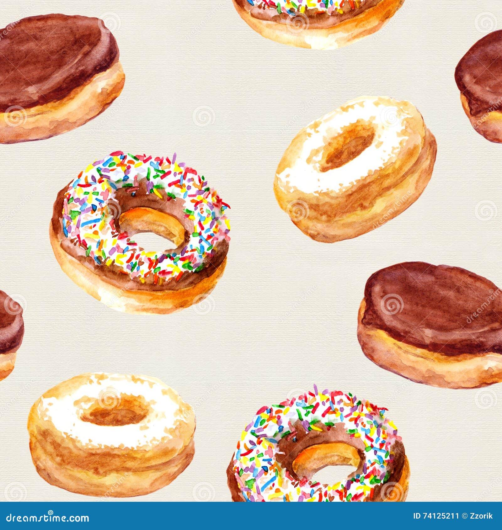 Seamless Pattern with Donuts on Canvas Texture Stock Illustration ...
