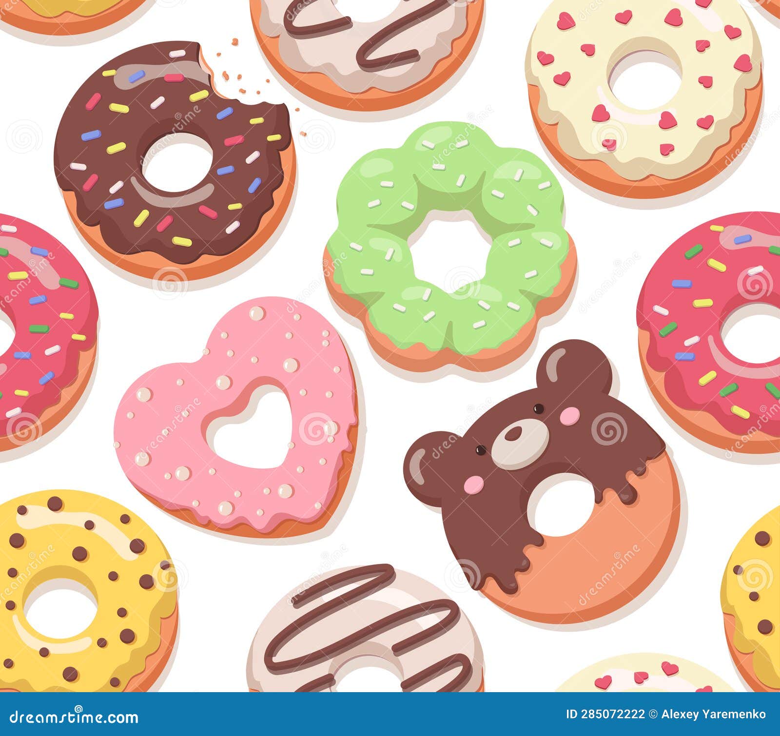 Seamless Pattern with Donuts in Glaze Vector Stock Vector ...