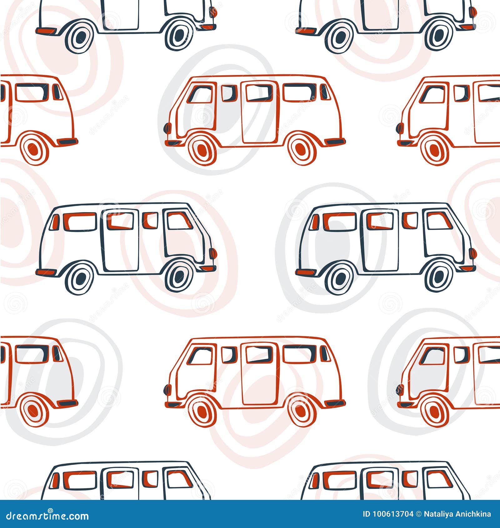 Seamless Pattern with Doodle Buses Stock Vector - Illustration of ...