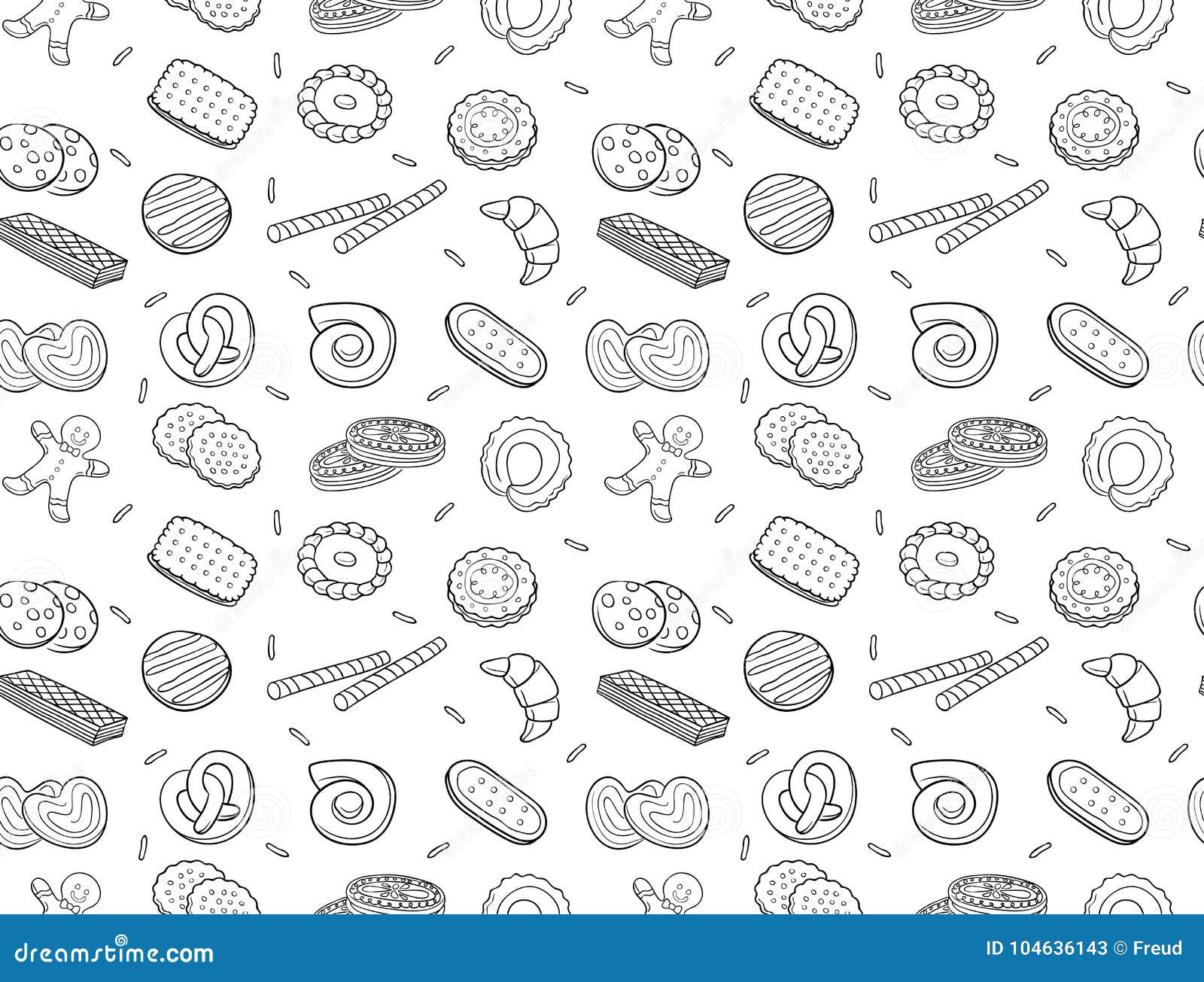 Seamless Pattern of Doodle Cookies and Biscuit Stock Vector ...