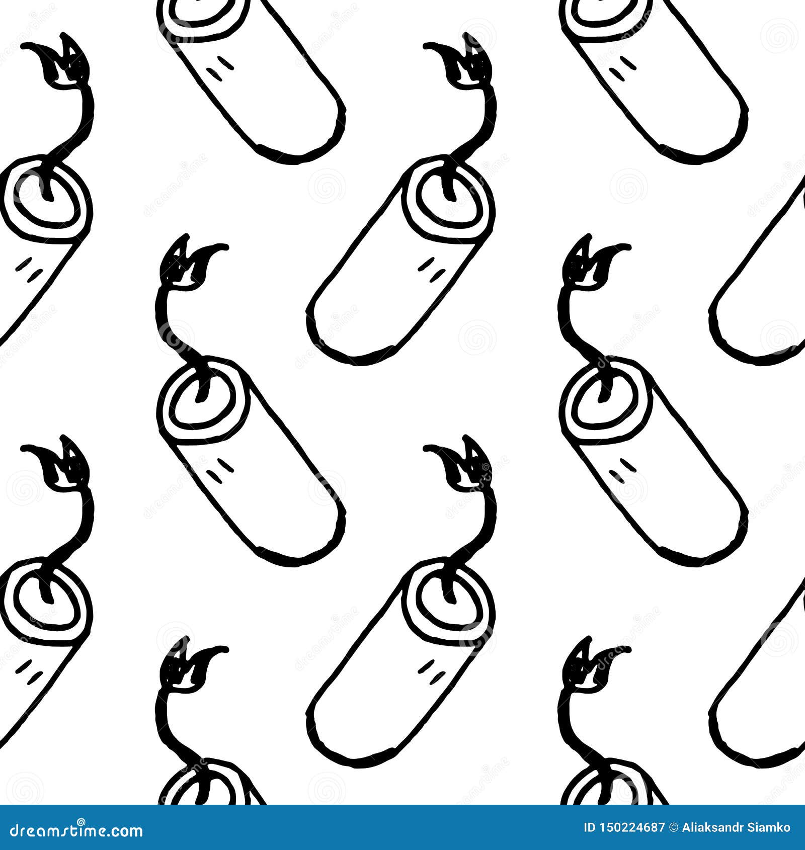 Seamless Pattern Doodle Dynamite Icon. Hand Drawn Black Sketch. Sign ...