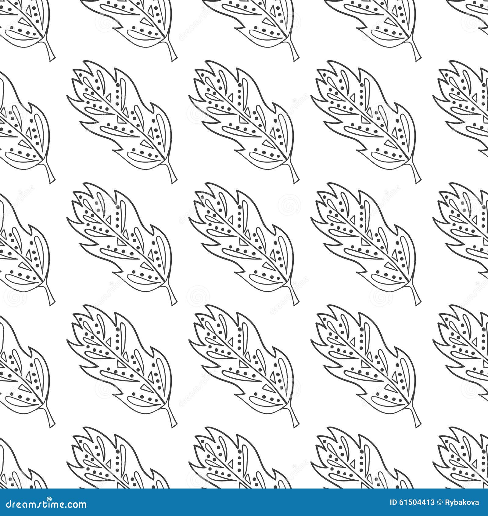 Seamless Pattern with Doodle Fantasy Leaf-1 Stock Illustration ...