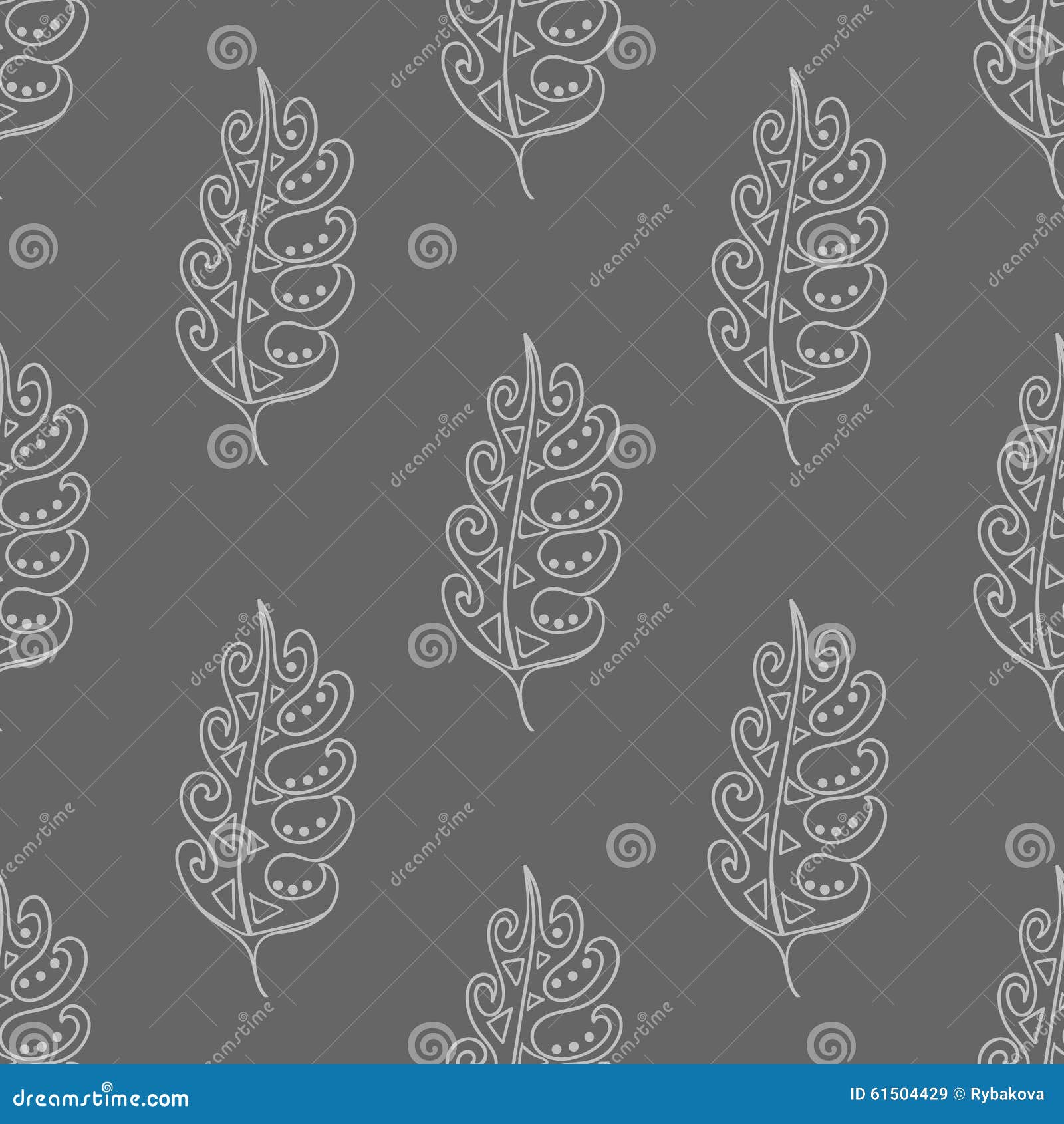 Seamless Pattern with Doodle Fantasy Leaf-2 Stock Illustration ...