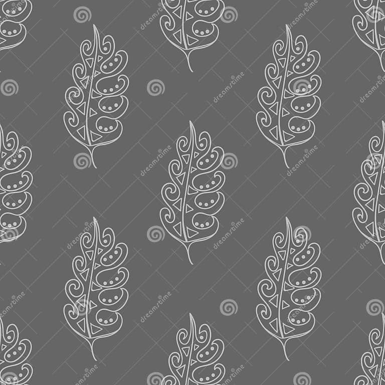 Seamless Pattern with Doodle Fantasy Leaf-2 Stock Illustration ...