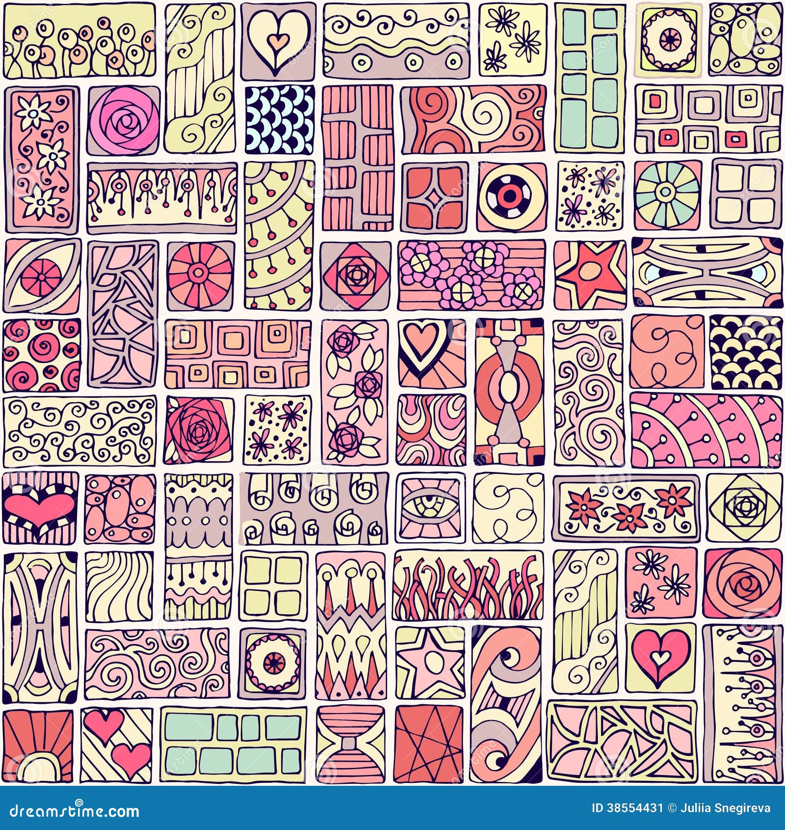 Seamless Pattern with Doodle Frames. Stock Vector - Illustration of ...