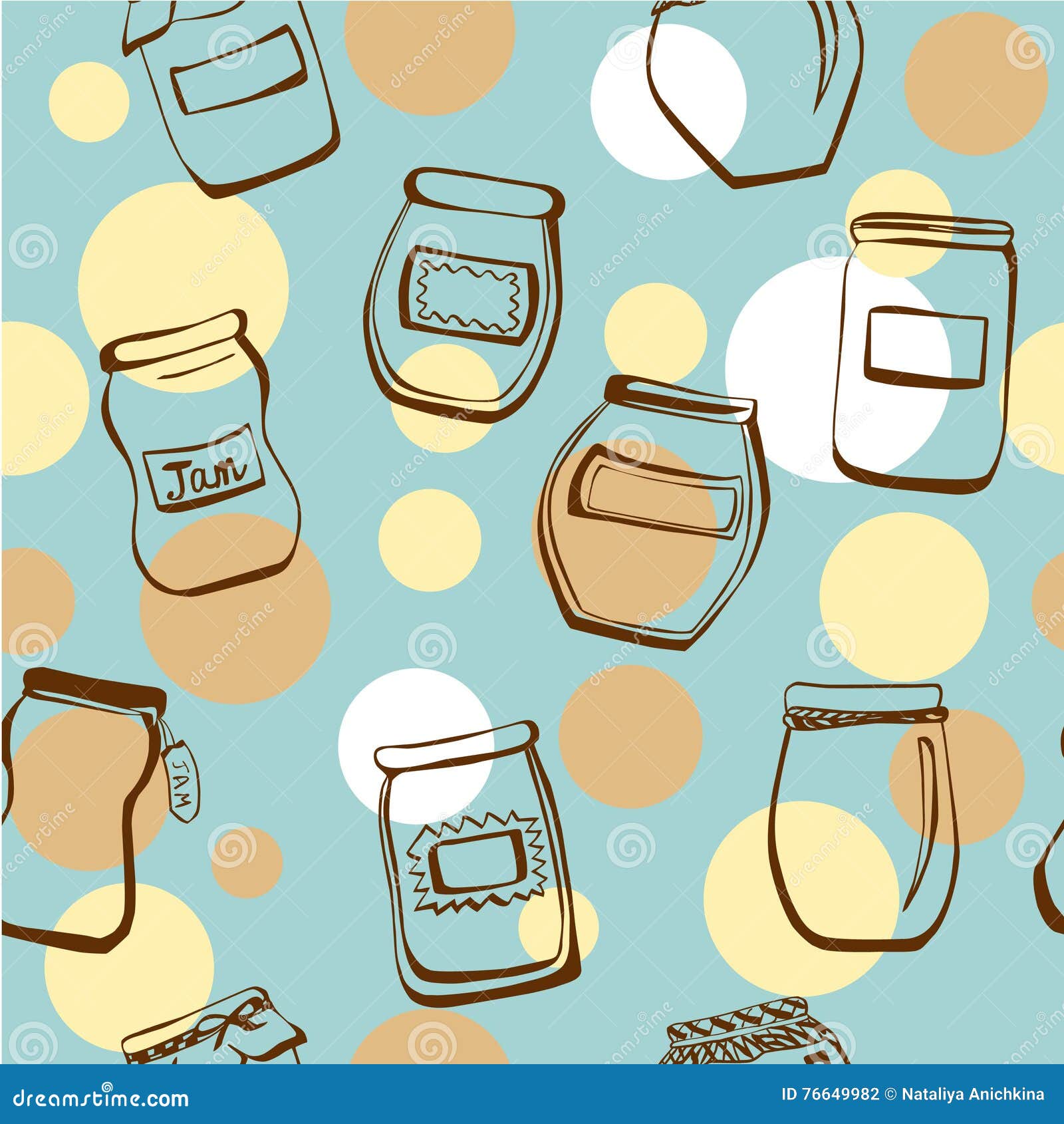 Seamless Pattern with Doodle Jam Jars Stock Vector - Illustration of ...