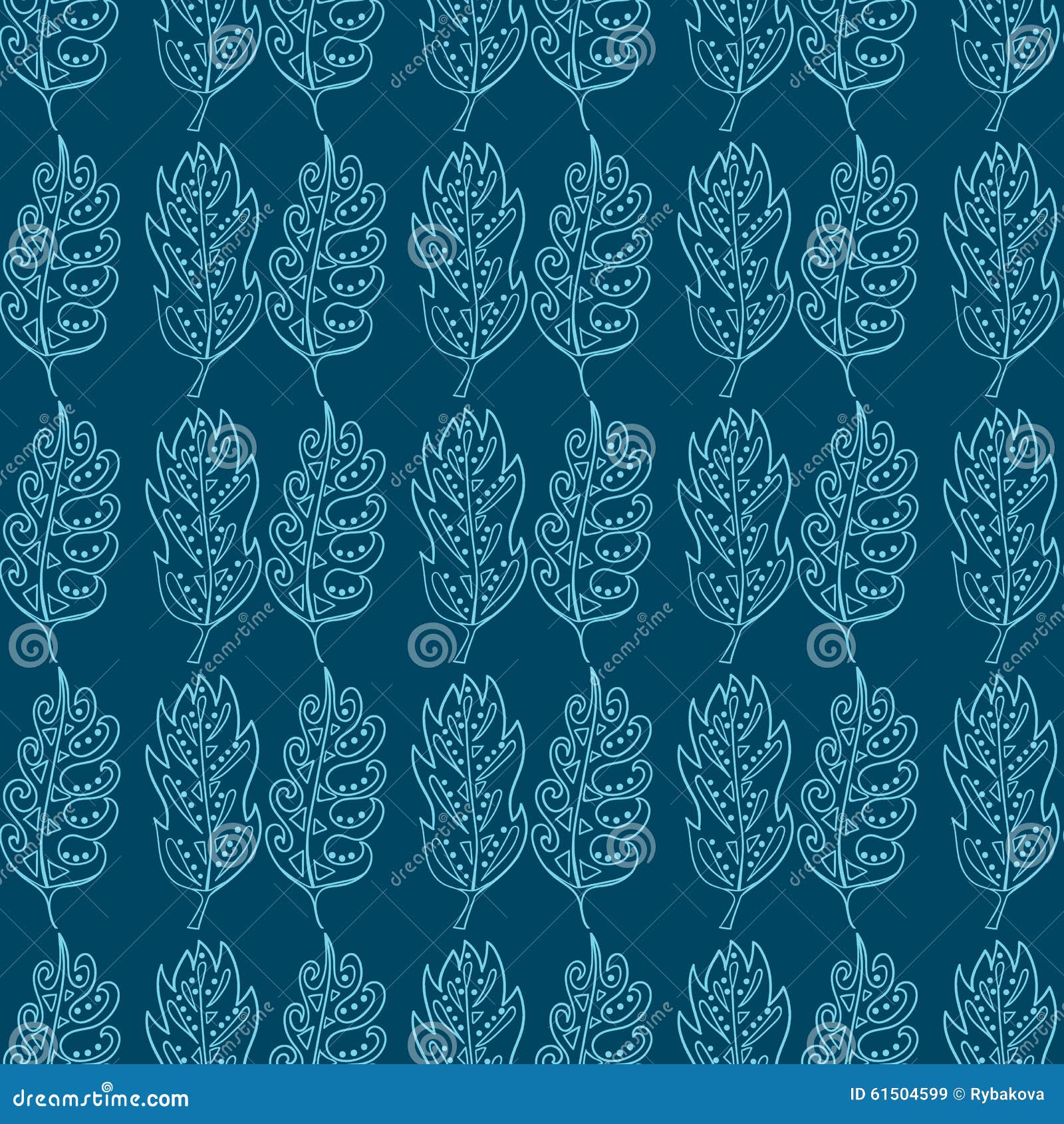 Seamless Pattern With Doodle Leaf 4 Stock Illustration Illustration