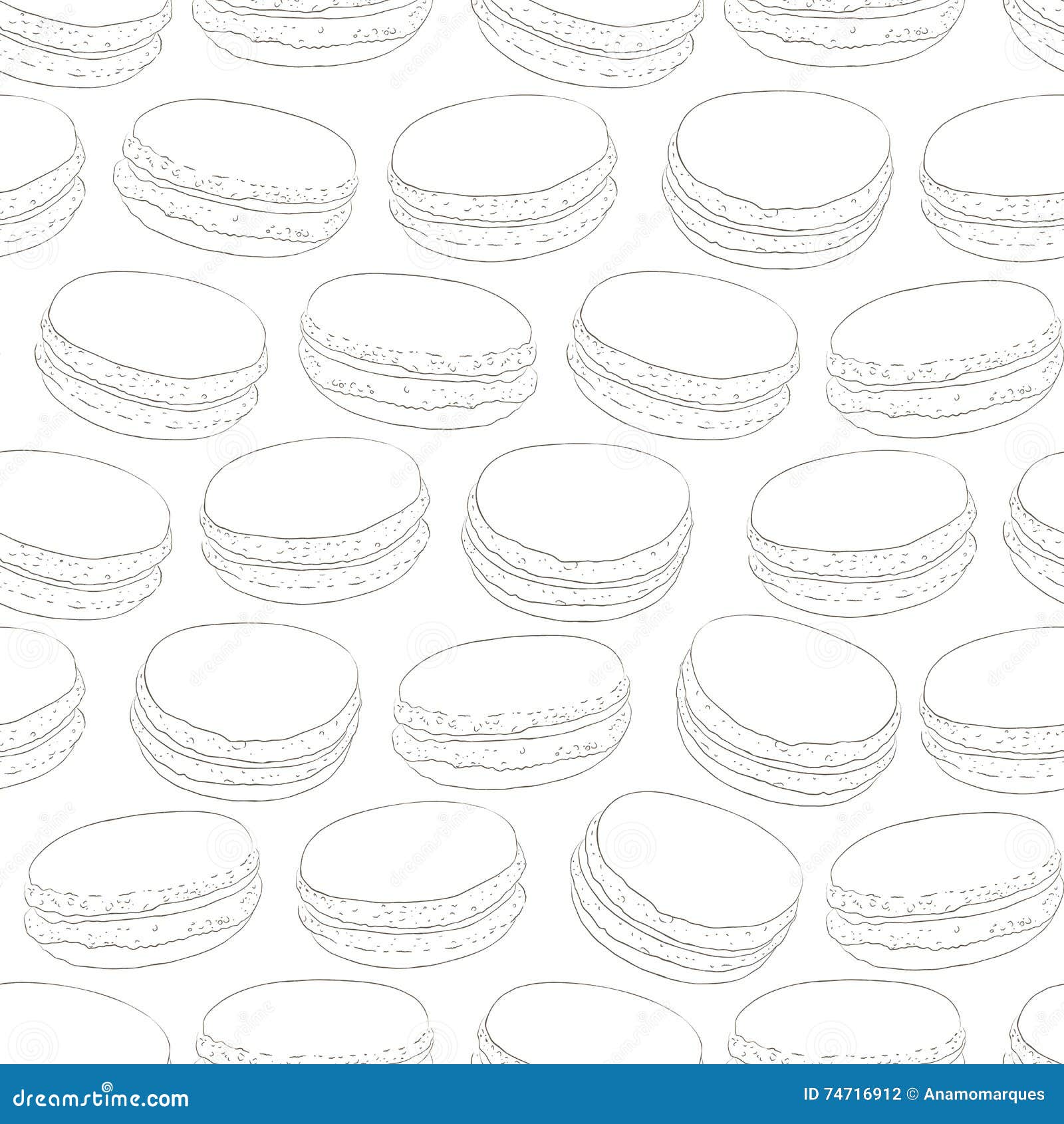 Seamless Pattern of Doodle Macaroons. Sketch Macaroon Stock Vector ...