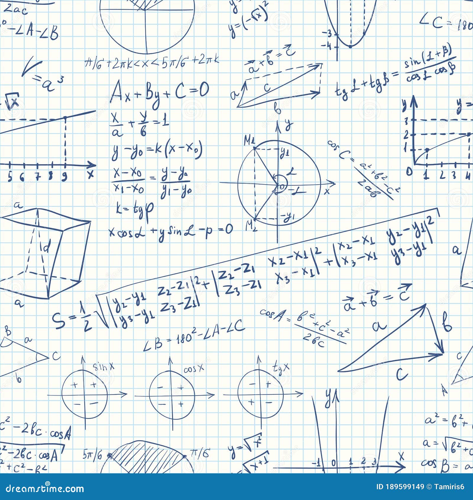 Seamless Pattern with Doodle Math Symbols Stock Vector - Illustration ...