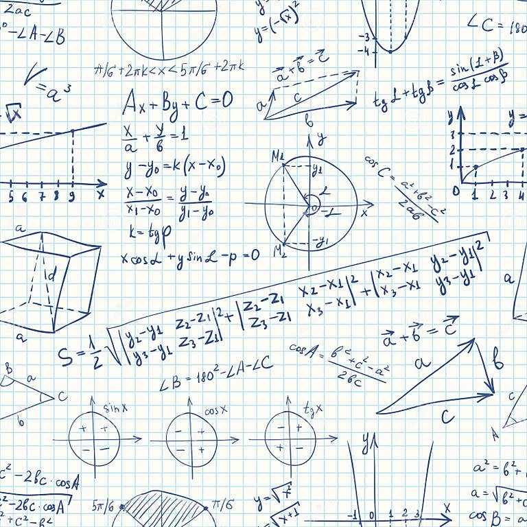 Seamless Pattern with Doodle Math Symbols Stock Vector - Illustration ...