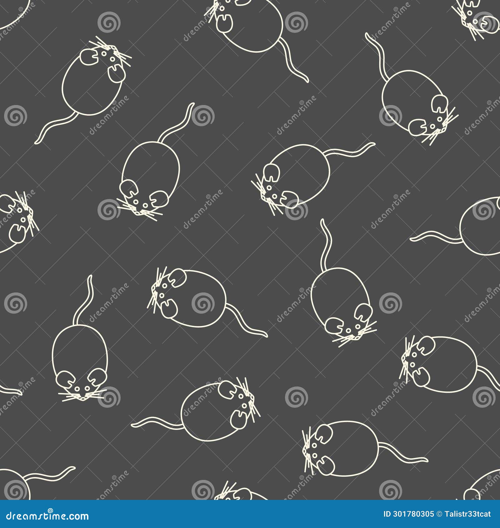 Seamless Pattern with Doodle Random Cartoon Mice Stock Vector ...