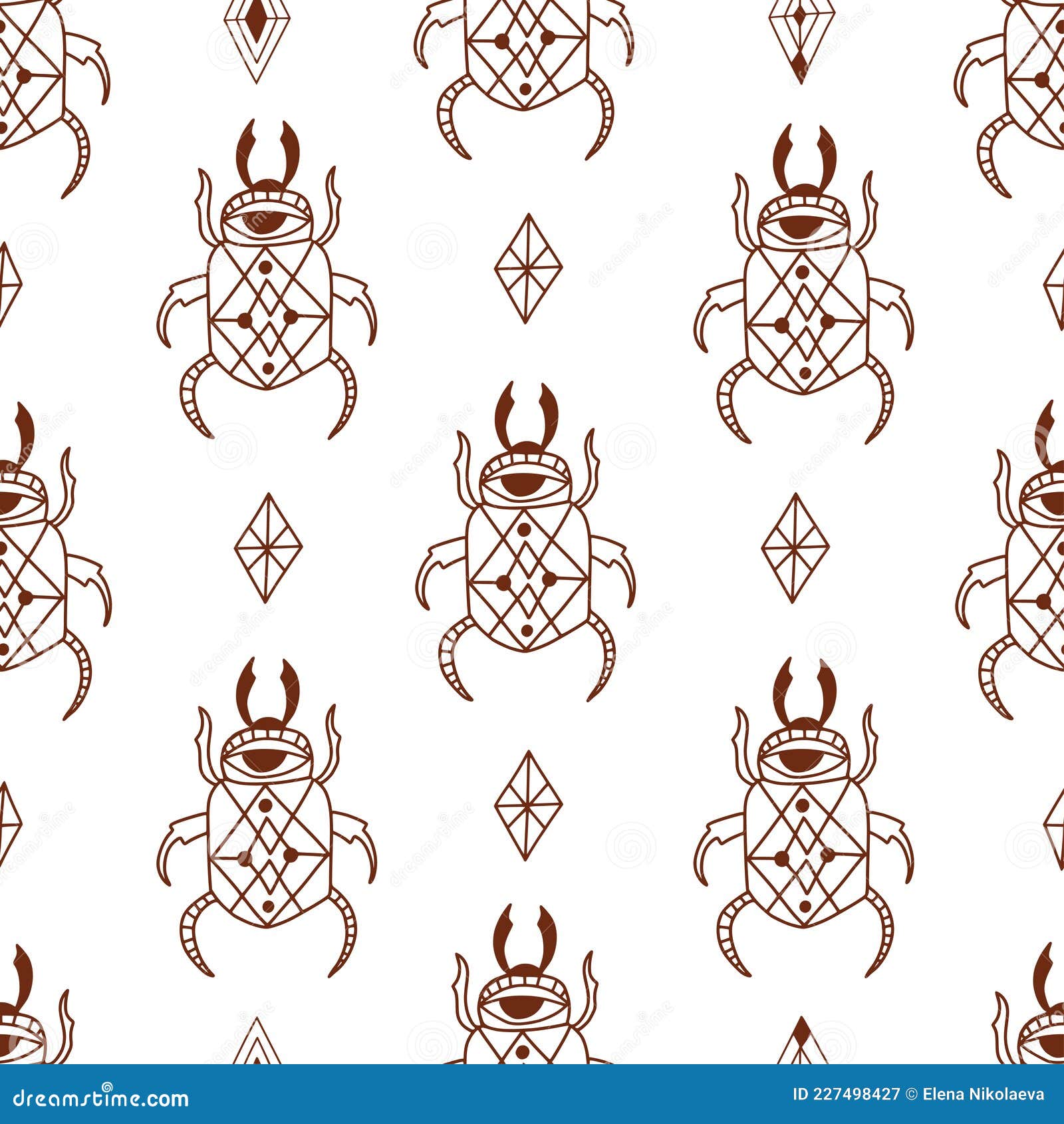 Seamless Pattern with Doodle Mystic Eye Bugs Stock Vector ...
