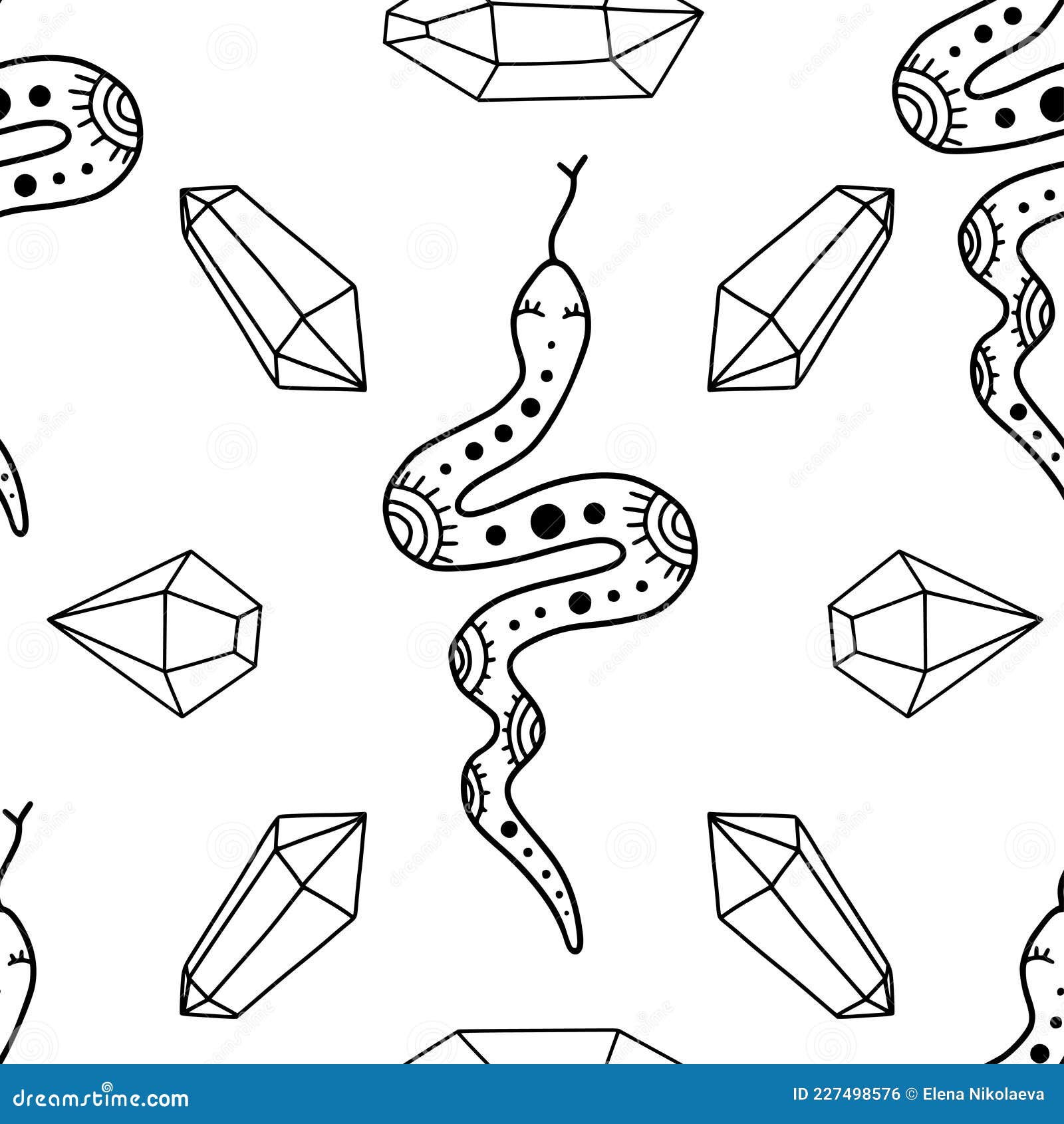 Mystic Snakes. Boho Magic Poisonous Snake With Astrology Symbols ...