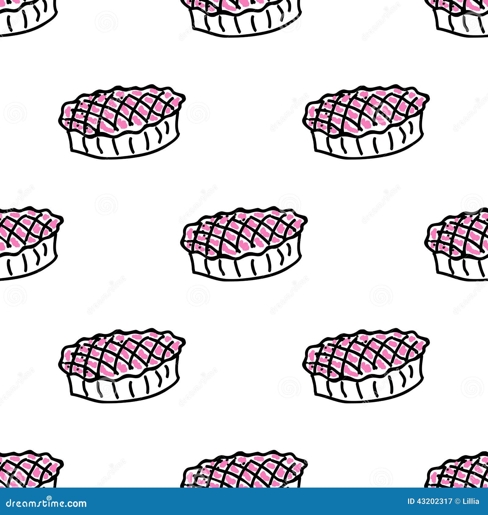 Seamless Pattern with Doodle Pies Stock Vector - Illustration of eating ...