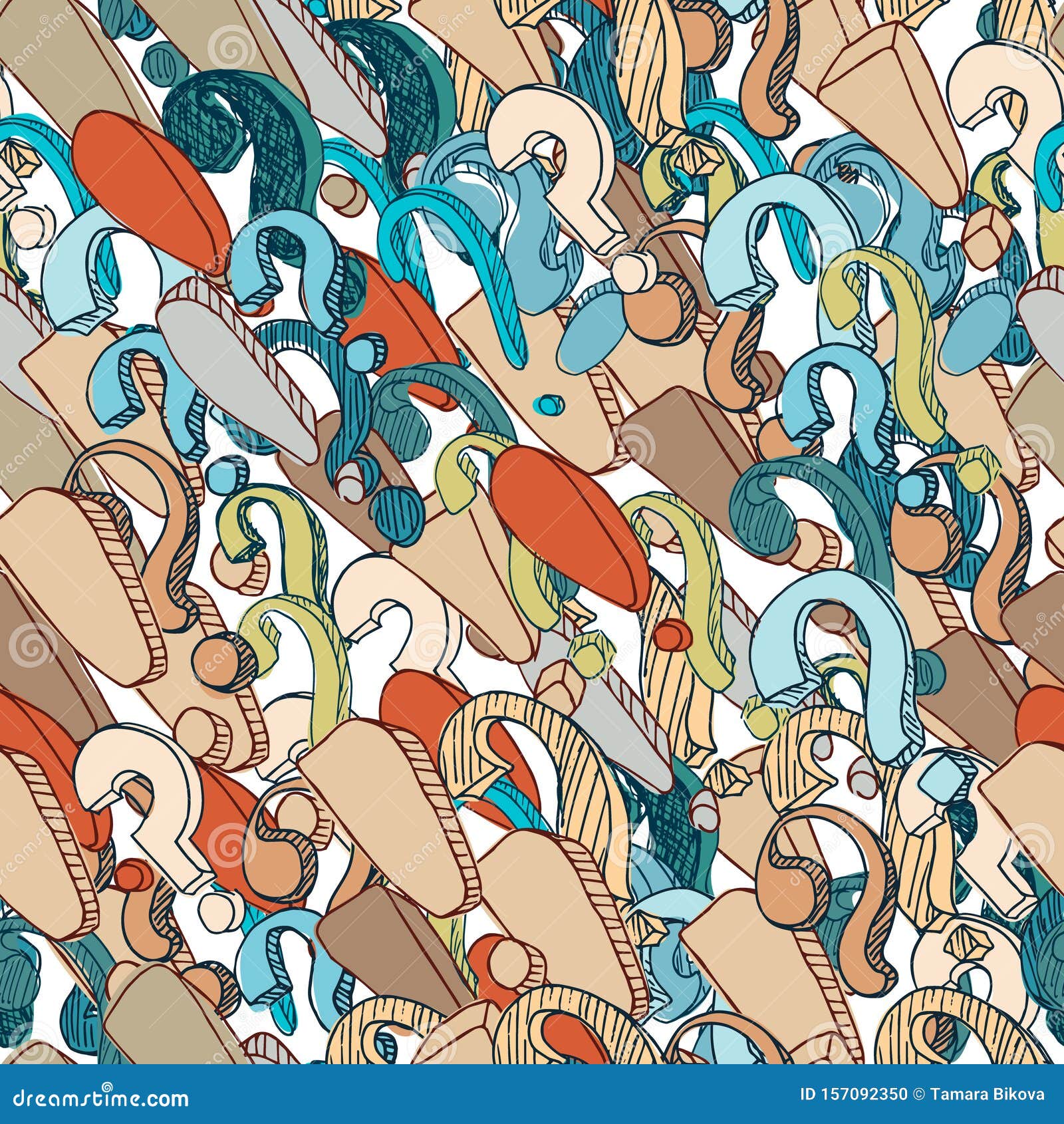 Seamless Pattern Doodle Questions and Exclamation Marks Stock ...
