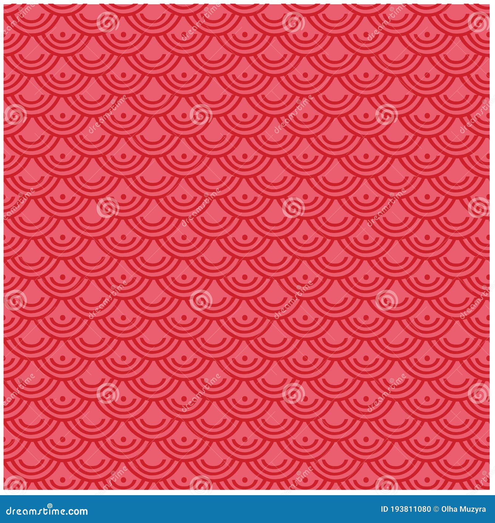 Seamless Pattern Doodle Red Little Fish Scales on Calypso Coral ...