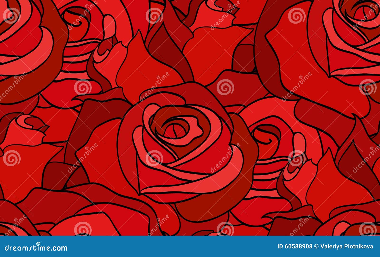 Seamless Pattern with Doodle Red Roses Stock Vector - Illustration of ...