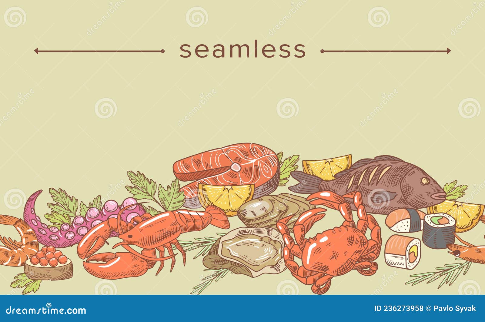 Seafood Border Vector Illustration | CartoonDealer.com #6276956