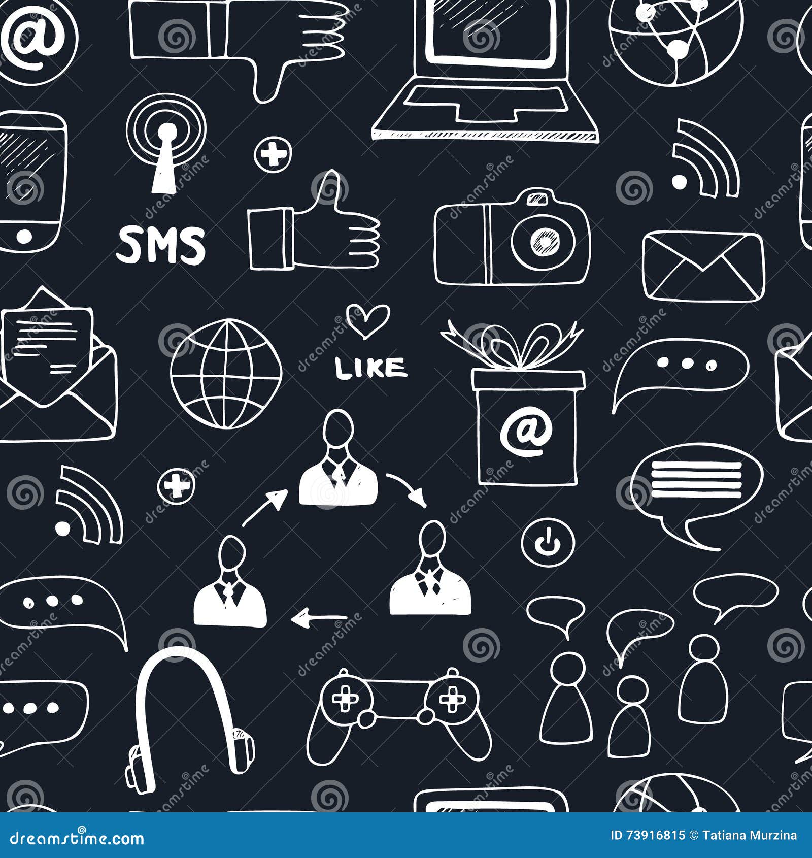 Seamless Pattern with Doodle Sketch Business Icons Stock Vector ...