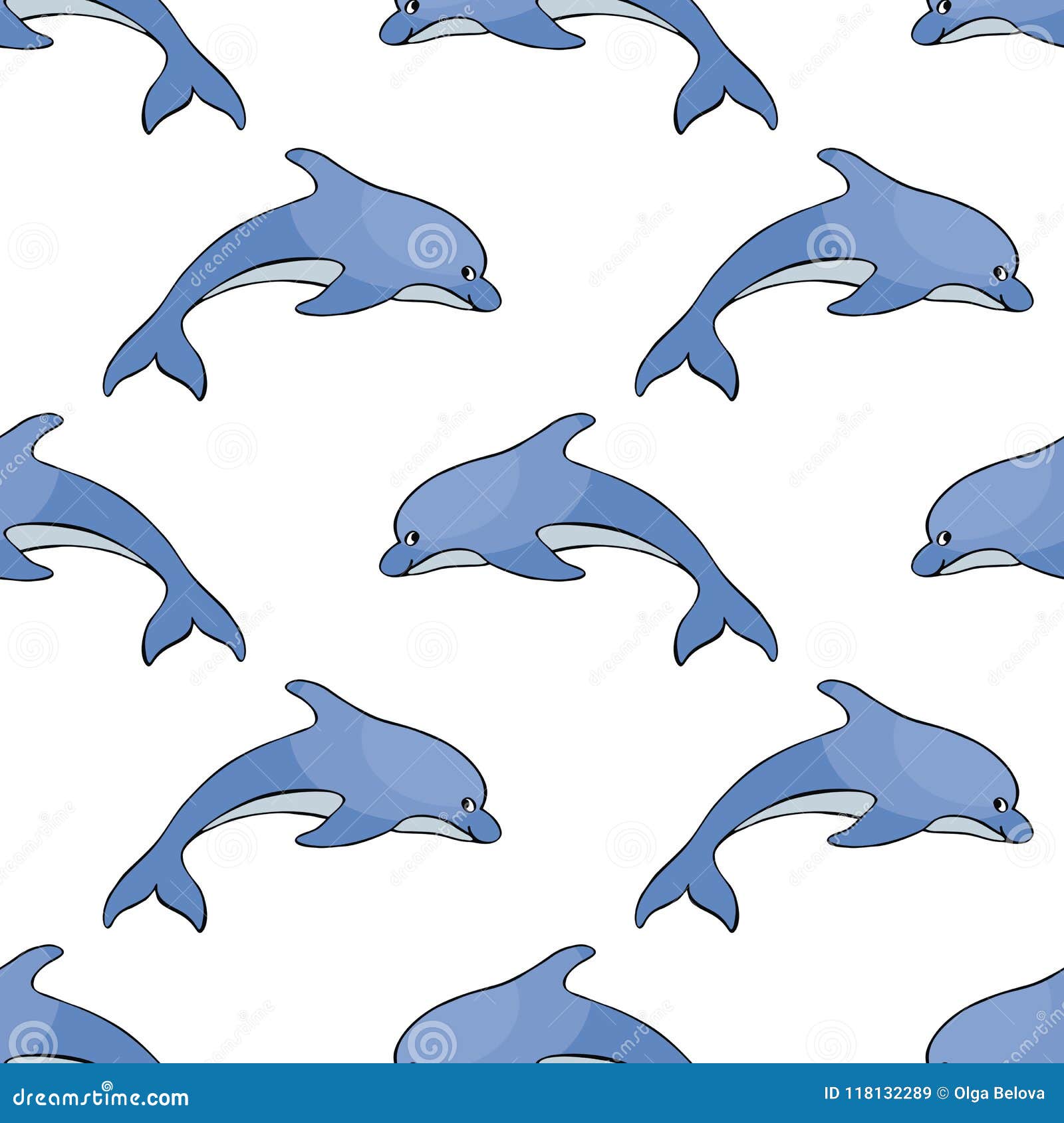 Seamless Pattern with Dolphin in Doodle Style Stock Vector ...