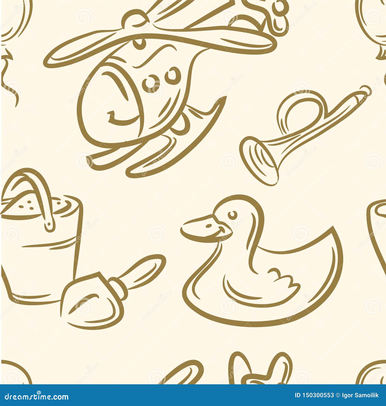 Seamless Pattern. Doodle Toy Set. Vector Stock Vector - Illustration of ...