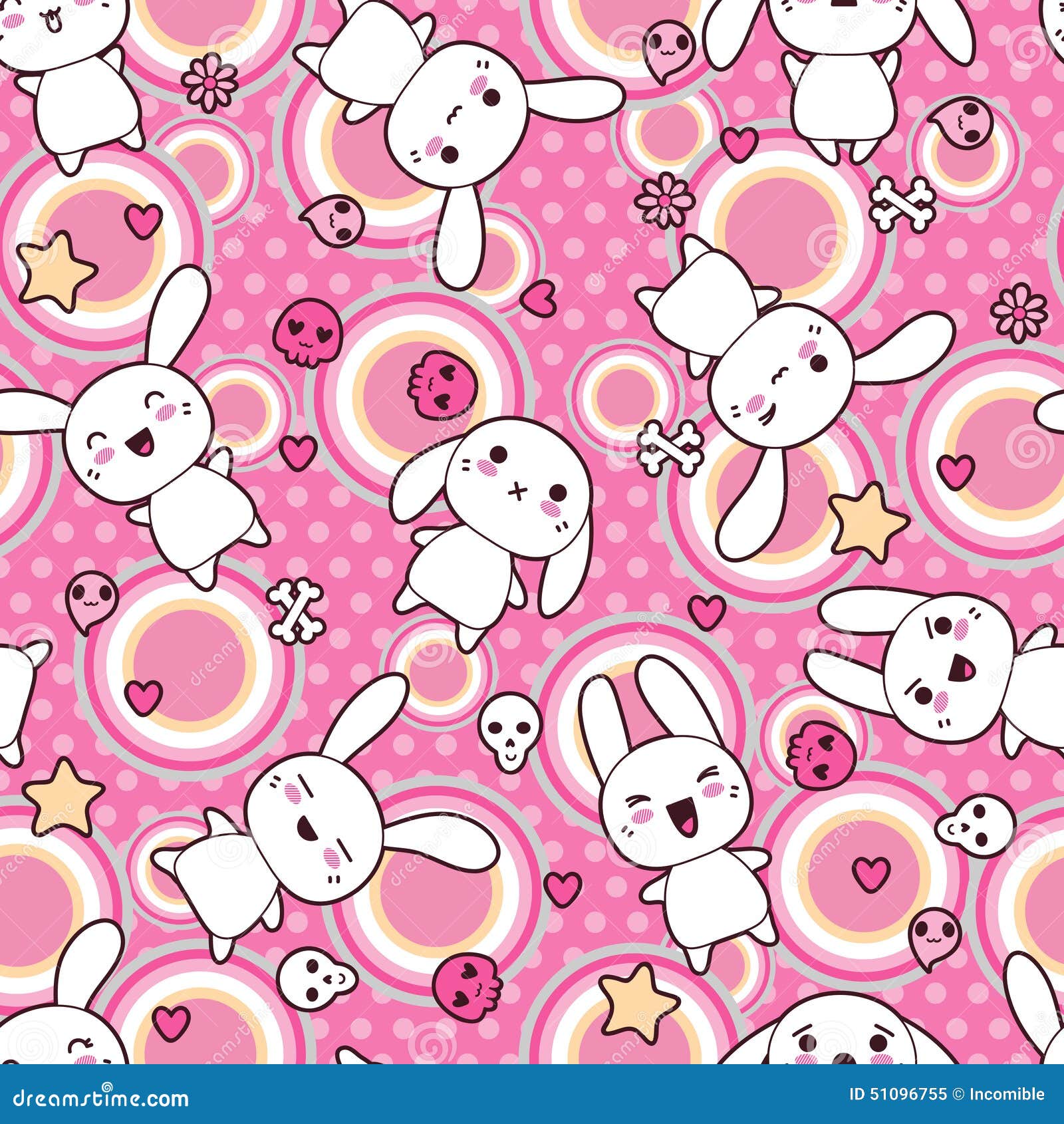 Seamless Pattern with Doodle. Vector Kawaii Stock Vector - Illustration ...