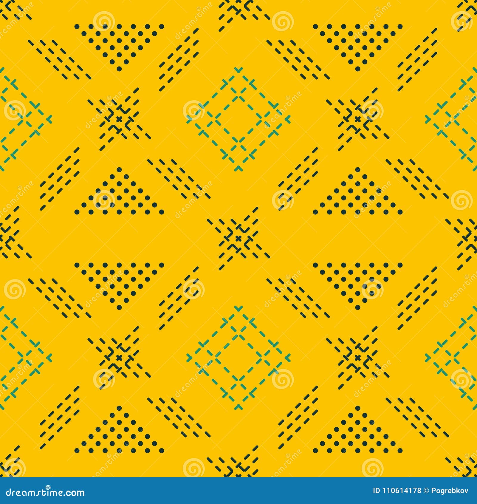 Seamless Pattern of Dots and Dashed Lines in Mustard Yellow Colo Stock ...