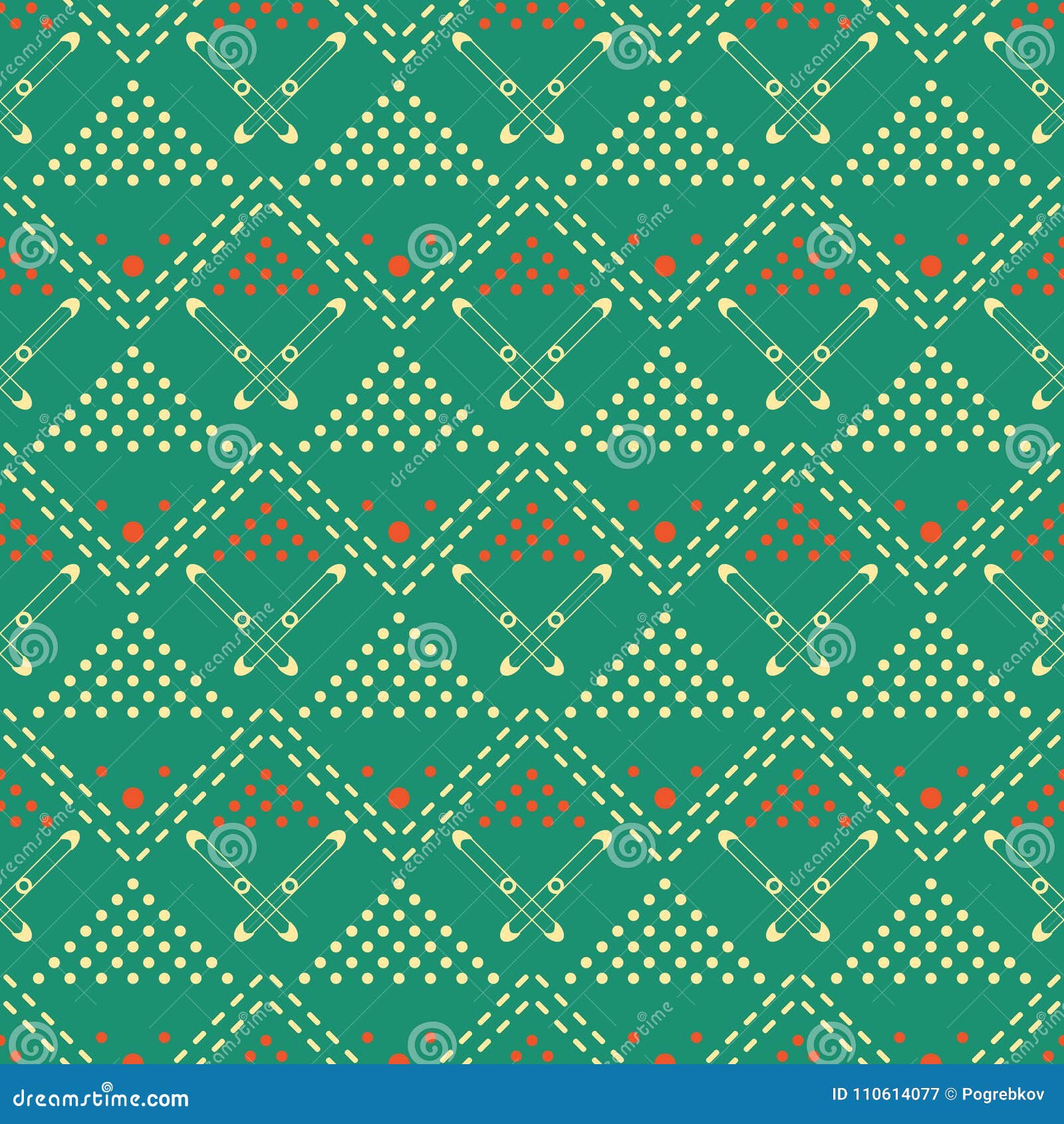 Seamless Pattern of Dots and Dashed Zigzag Lines in Retro Colors Stock ...