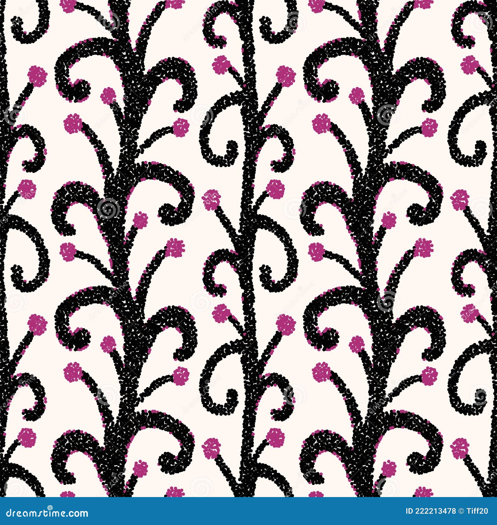 Seamless Pattern with Dotted Abstract Drawing Stock Vector ...