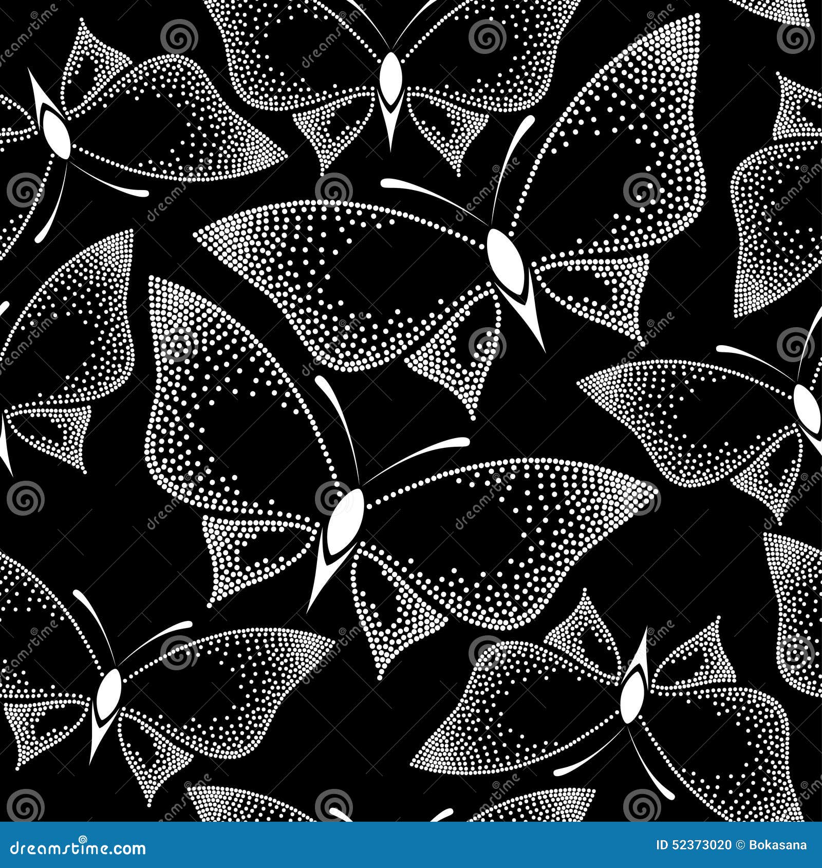 Seamless Pattern with Dotted Butterflies in White Stock Vector ...