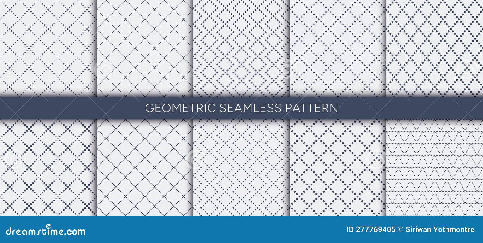Seamless Pattern with Dotted Dash Line with Square Rhombus on White ...