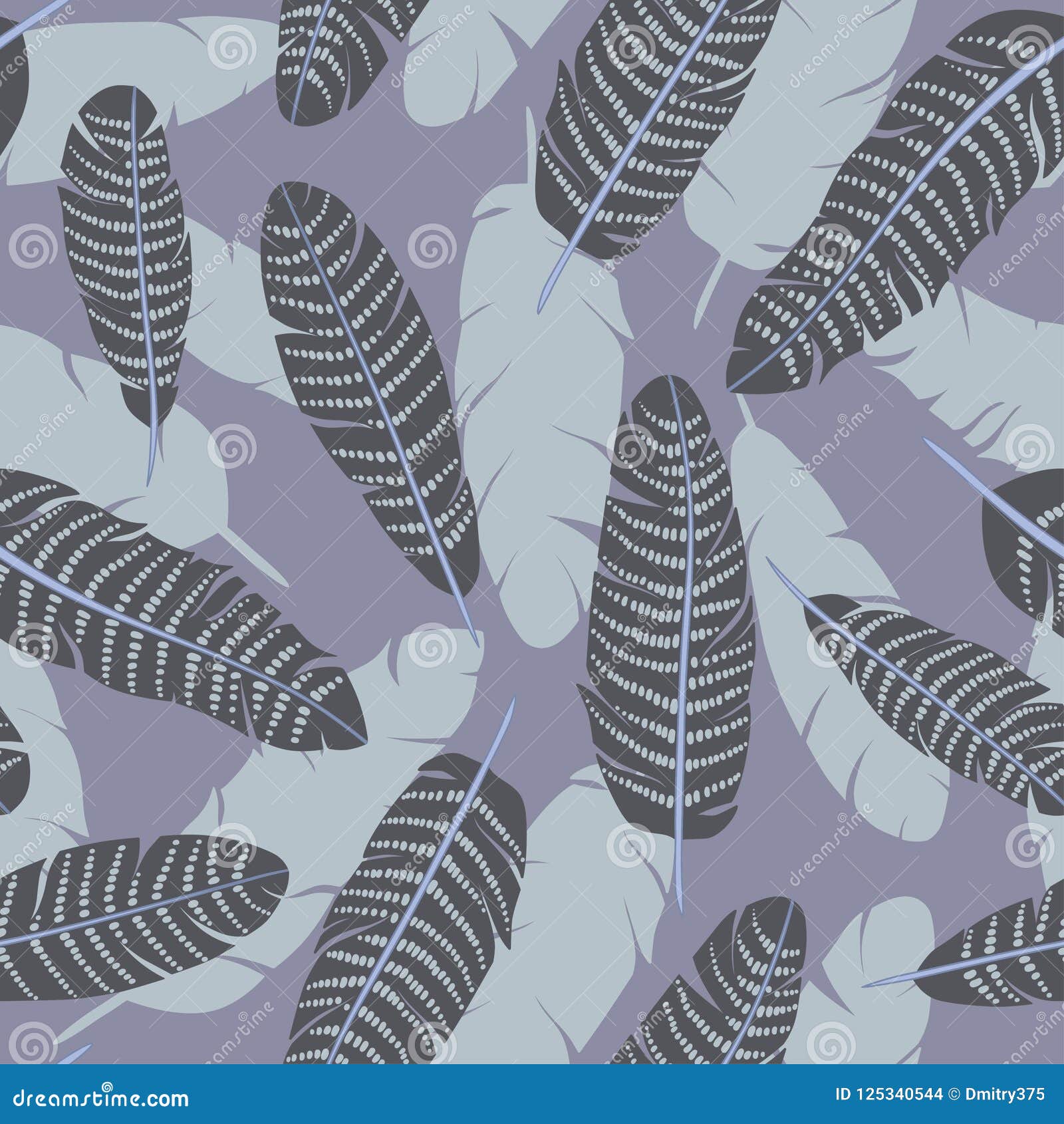 Seamless Pattern of Dotted Feathers, Vector Set Stock Vector ...